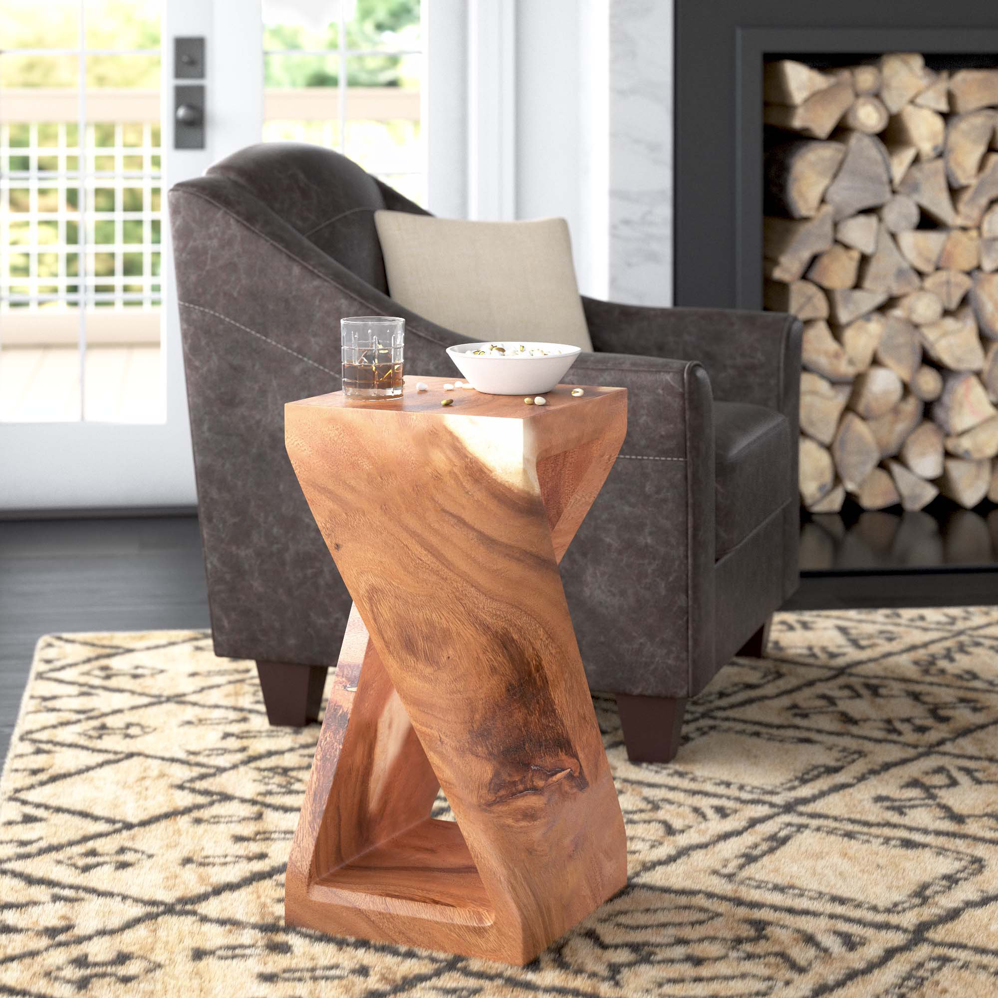 Lark Manor Cheikh Solid Wood Abstract End Table & Reviews - Wayfair Canada