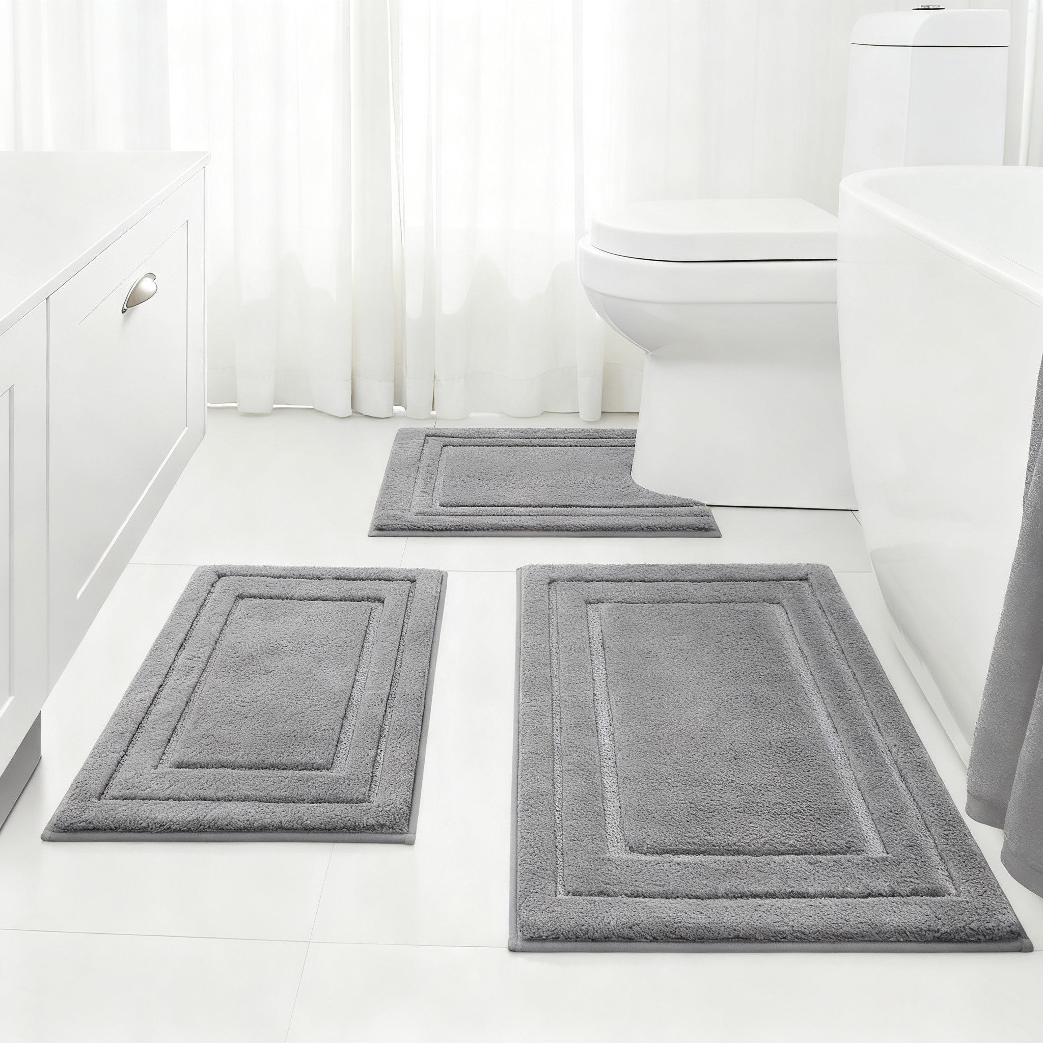 East Urban Home Bathroom Rug Set, Super Soft And Absorbent Non-Slip ...