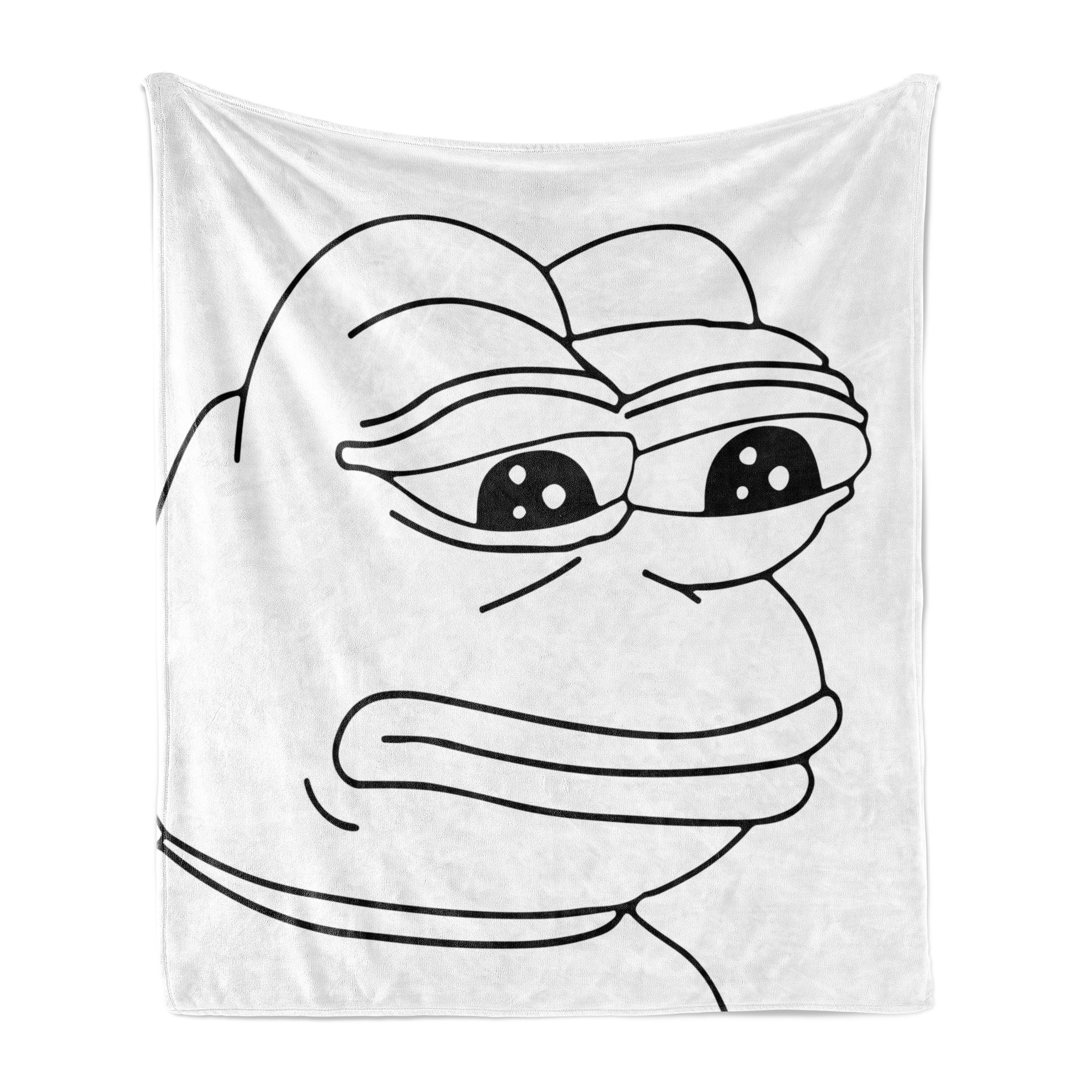 Ambesonne Humor Fleece Throw Blanket Crying Frog Meme Cartoon Black and ...