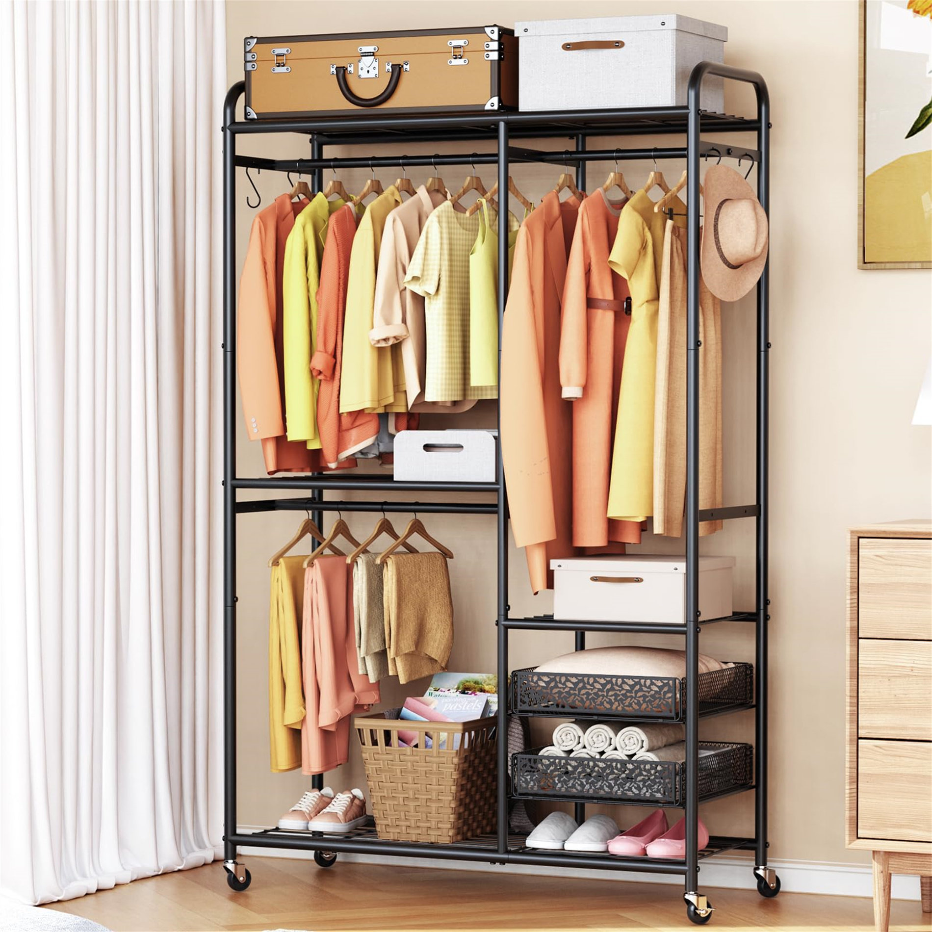 Blooming Rolling Clothing Rack Covers | Wayfair