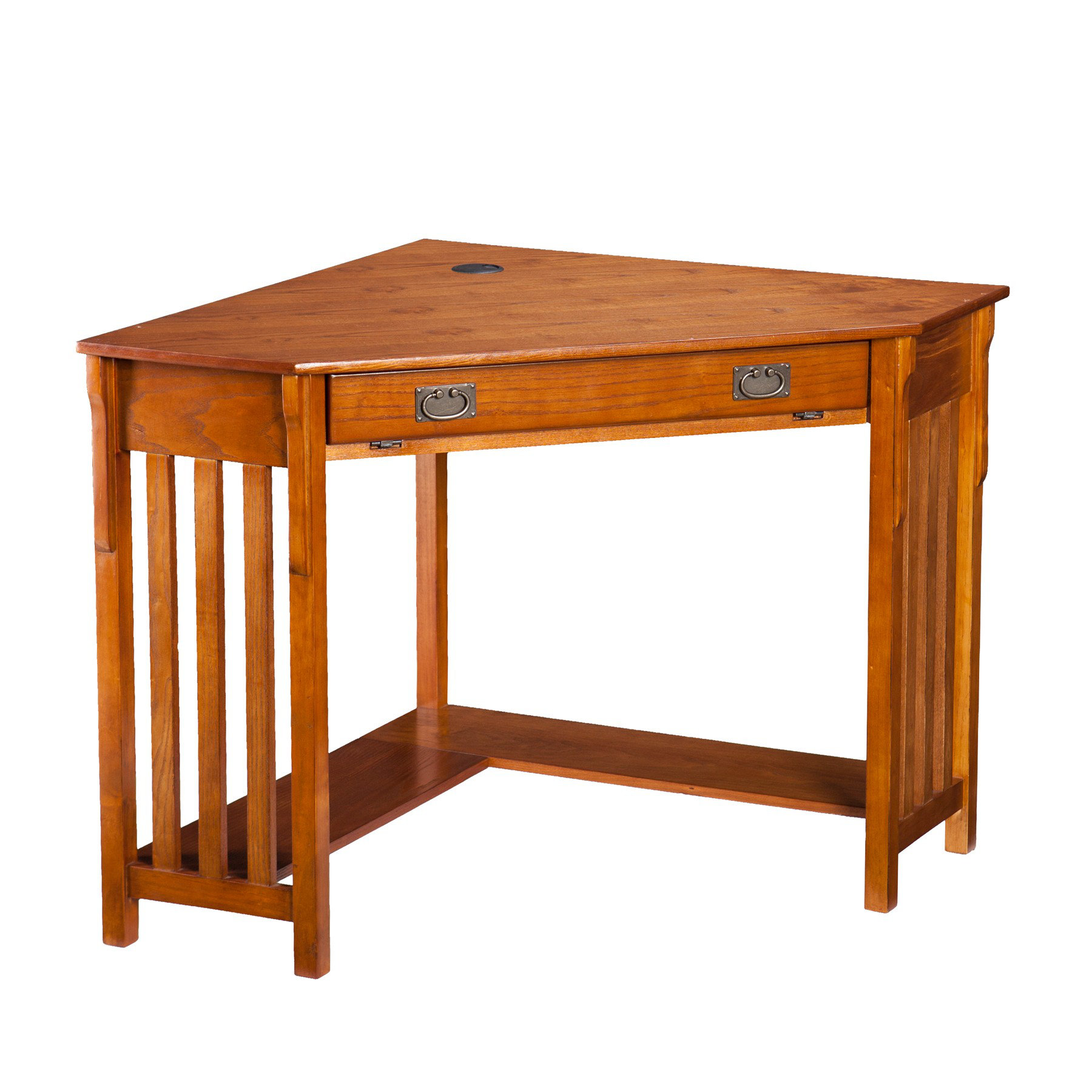 17 Stories Mission Oak Corner Computer Desk | Wayfair