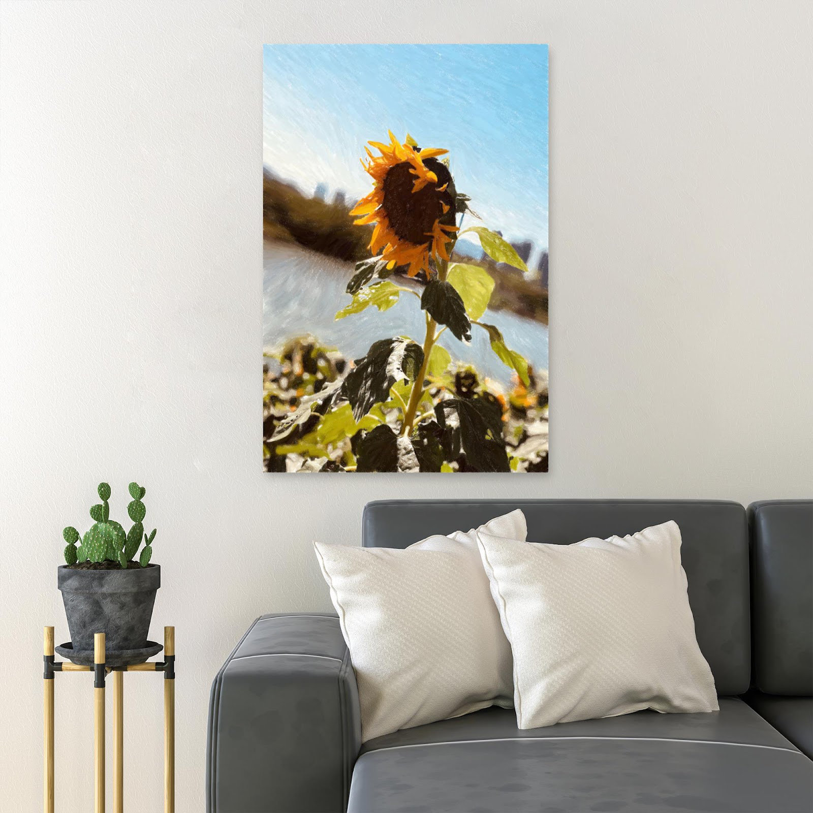 Gracie Oaks A Drooping Sunflower Under Blue Sky - 1 Piece Rectangle ...