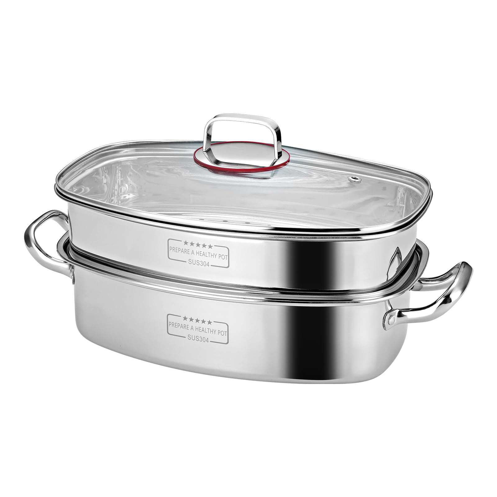 LIFETIME FLOORING LLC 2-Tier Stainless Steel Fish Steamer - Multi-Use ...