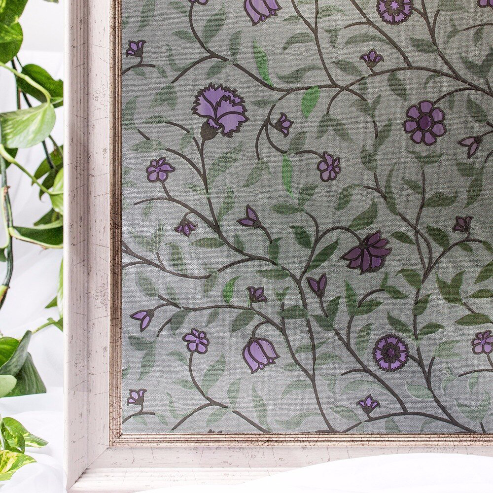 Red Barrel Studio® 35.4 In. X 78.7 In. Decorative Floral Window Film ...