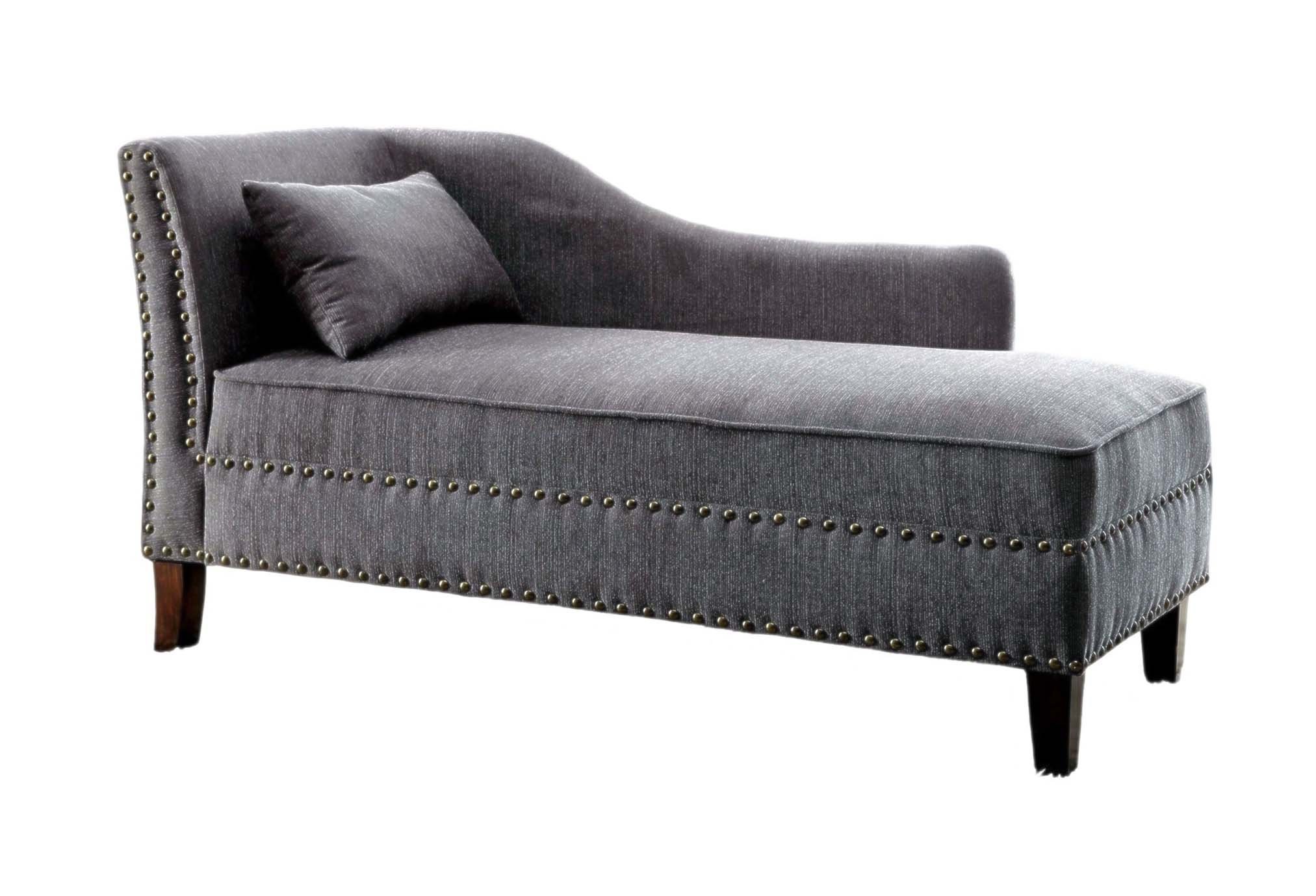Wildon Home® Modern Contemporary Chaise Linen-Like Fabric with Nailhead ...