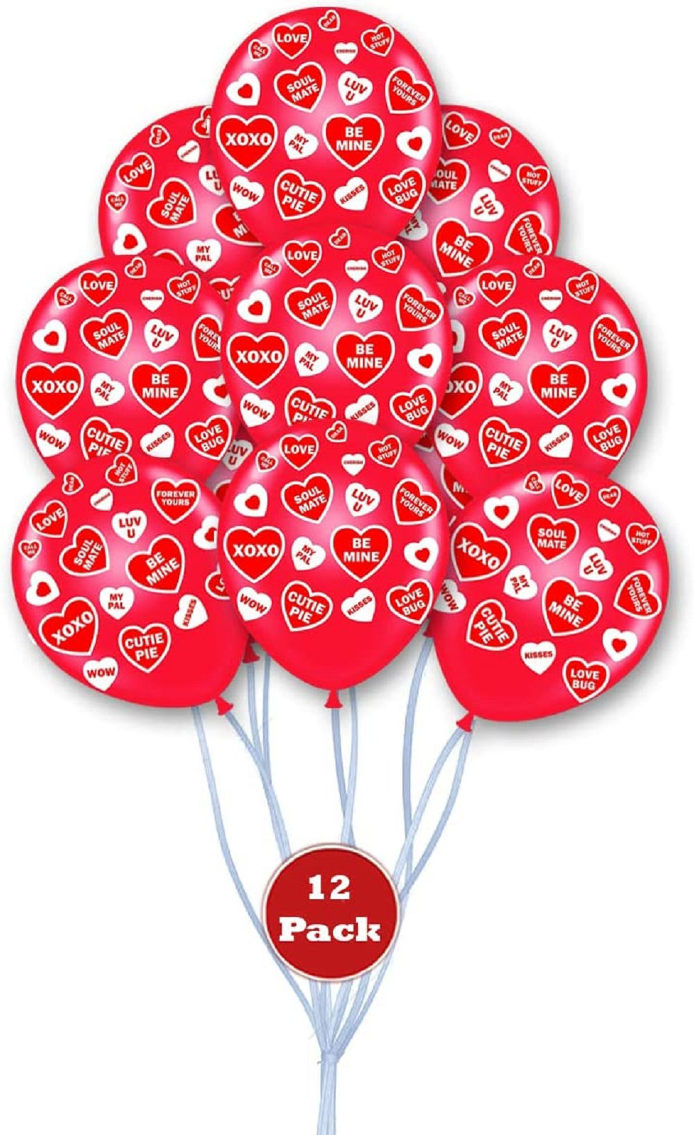 PMU Happy Valentine's Day Hearts Balloons 11in Premium Crystal Red With ...