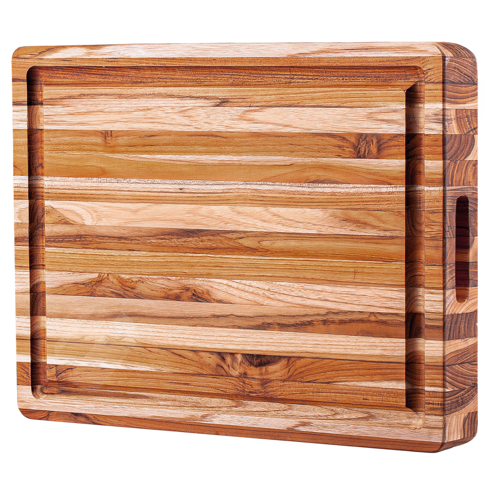 Foundry Select Anders Sturdy Teak Wood with Edge Grain Cutting Board ...