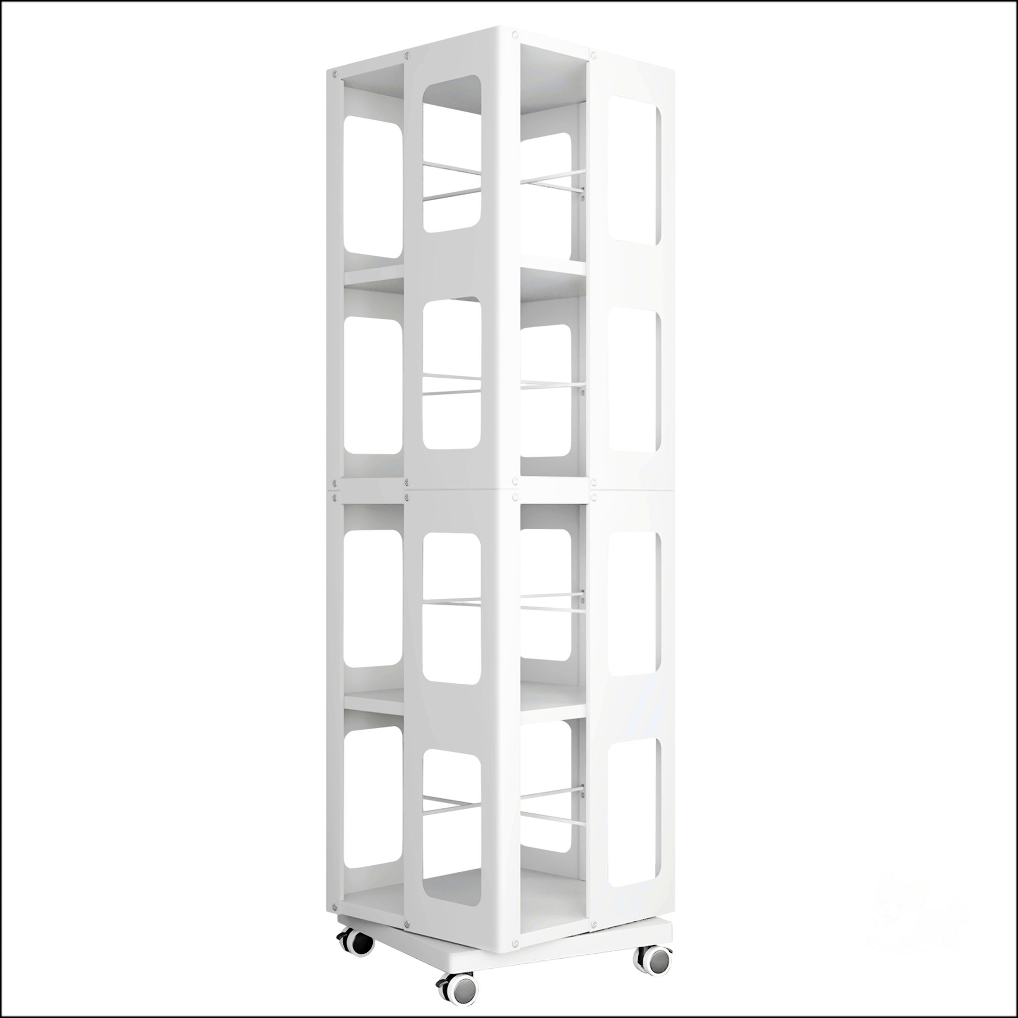 Latitude Run® 4-Tier All-Steel Rotating Bookshelf With 360° Wheels ...