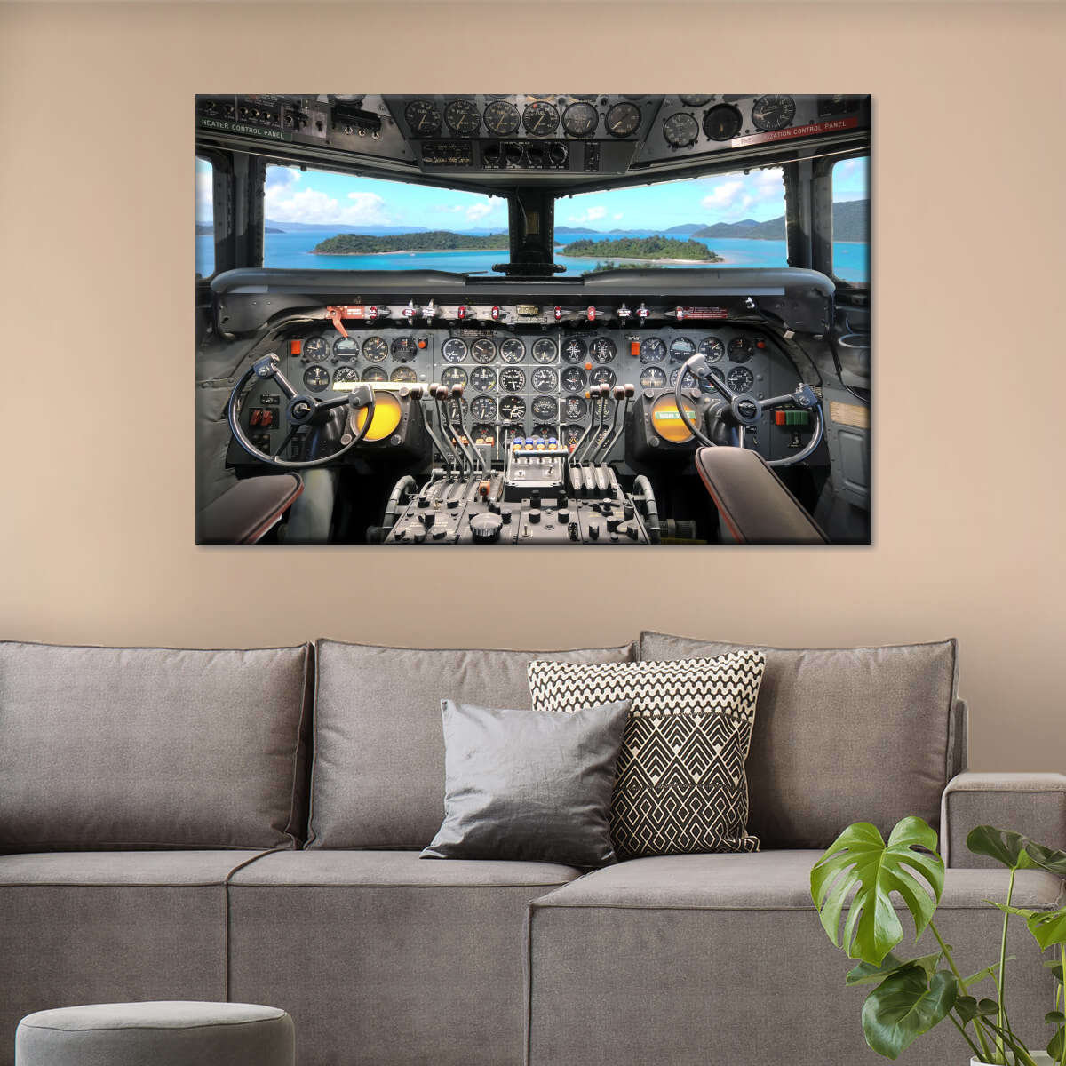 Williston Forge Vintage Airplane Aircraft Cockpit Canvas Print On ...
