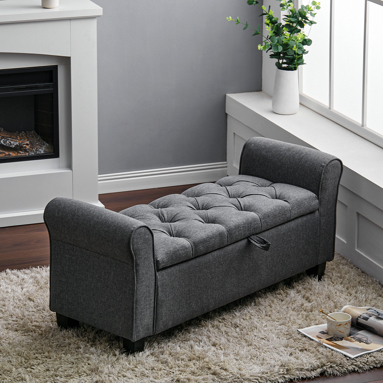 Beachcrest Home Elysian Upholstered Storage Bench & Reviews | Wayfair.co.uk