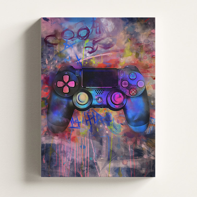 Lark Manor Gaming Controller Canvas Wall Art | Abstract Gamer Decor ...