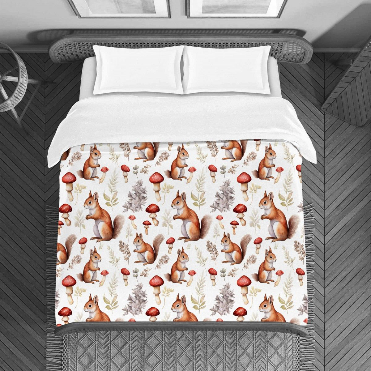 VisionDecor Squirrel Bedding Animal Duvet Cover White | Wayfair