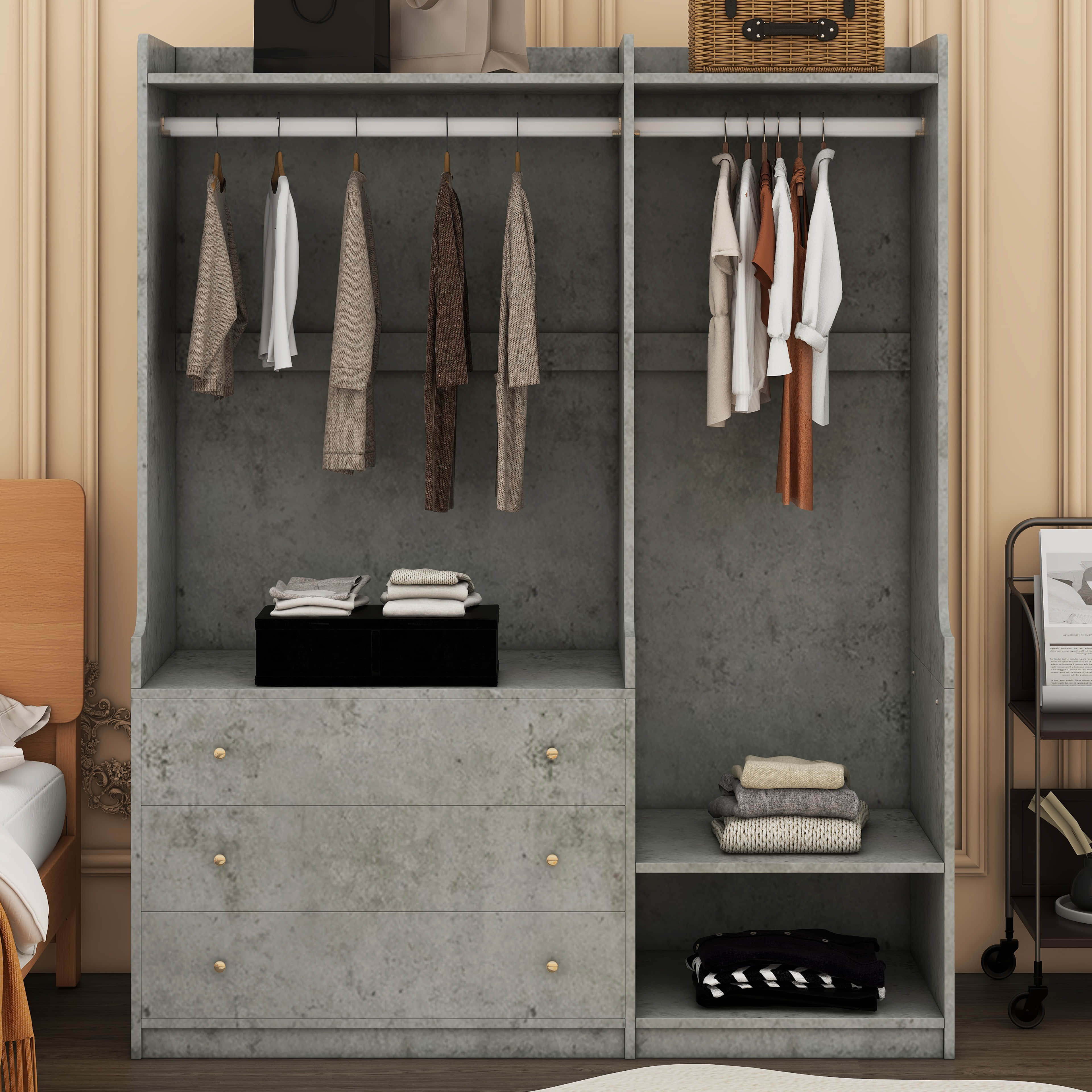 Latitude Run® Open Wooden Wardrobe Storage For Bedroom - Wayfair Canada