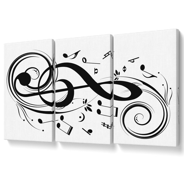 Ivy Bronx Musical Note Canvas 3 Panel Set | Wayfair.co.uk