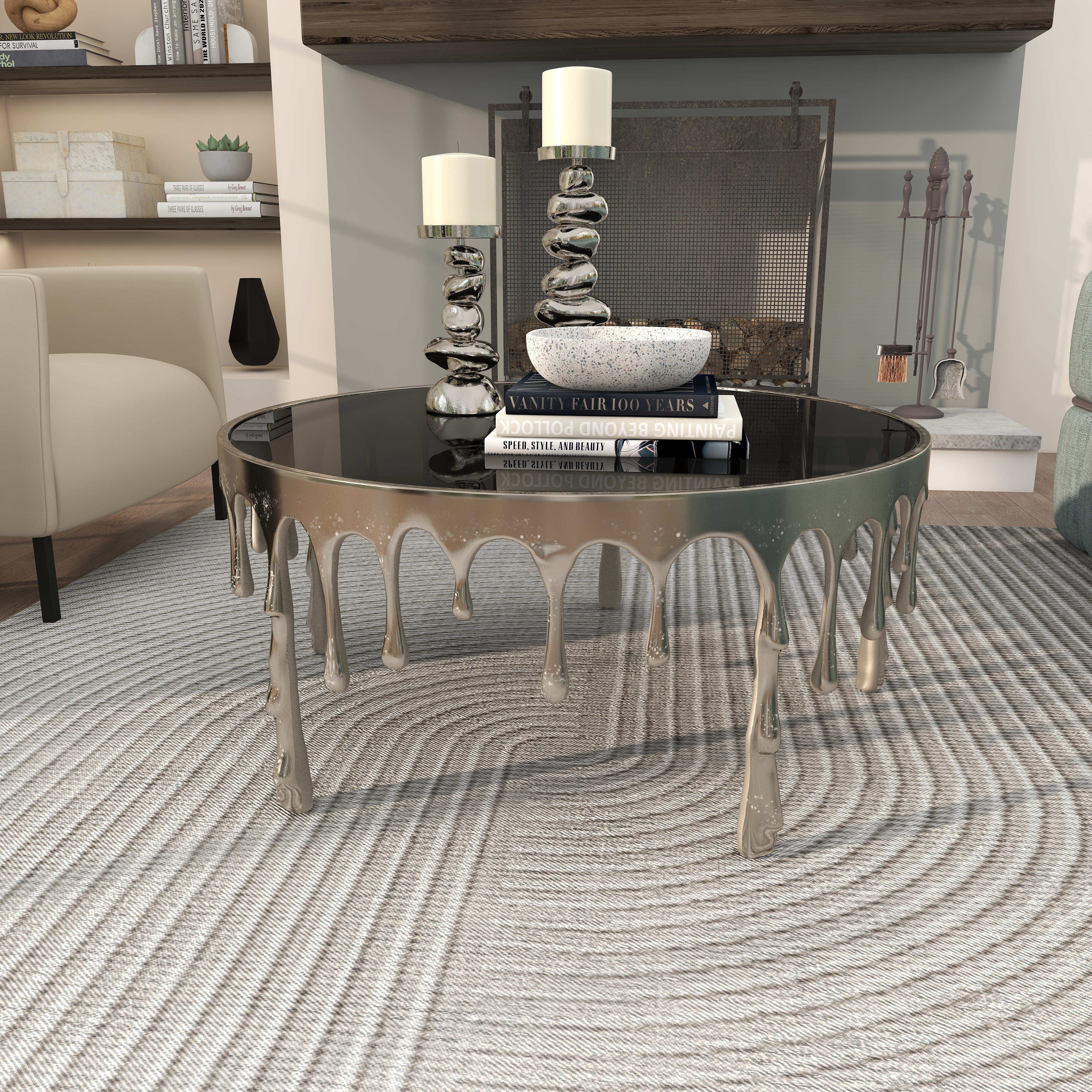 Langley Street Aluminum Metal Drip Living Room Coffee Table with ...