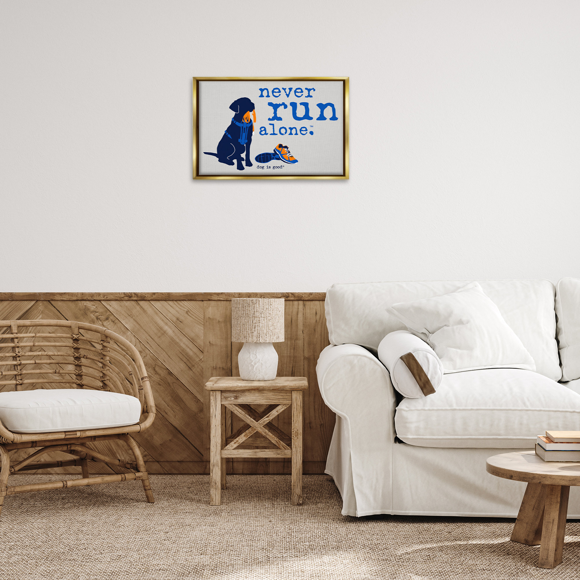Winston Porter Never Run Alone Dog Black Framed Floater Canvas by Dog ...