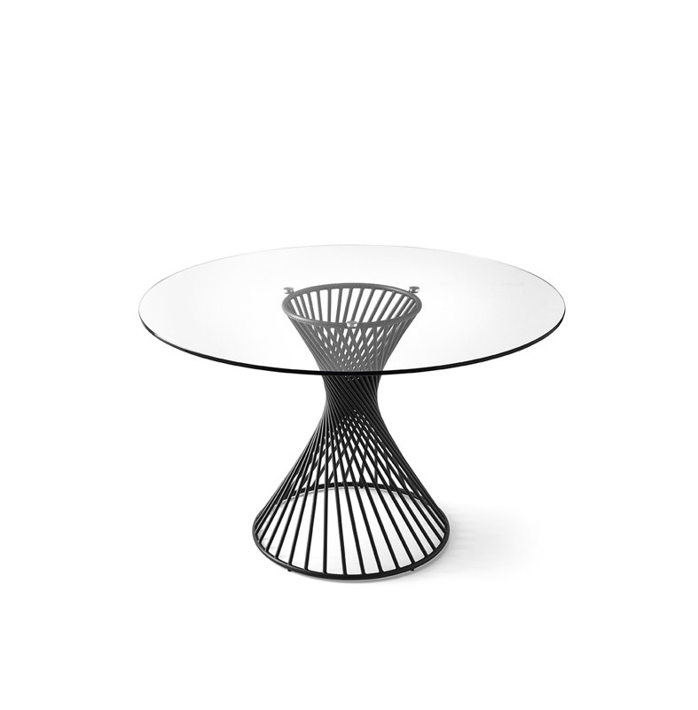 Calligaris Vortex Round Table with Glass Top and Central Metal Base ...