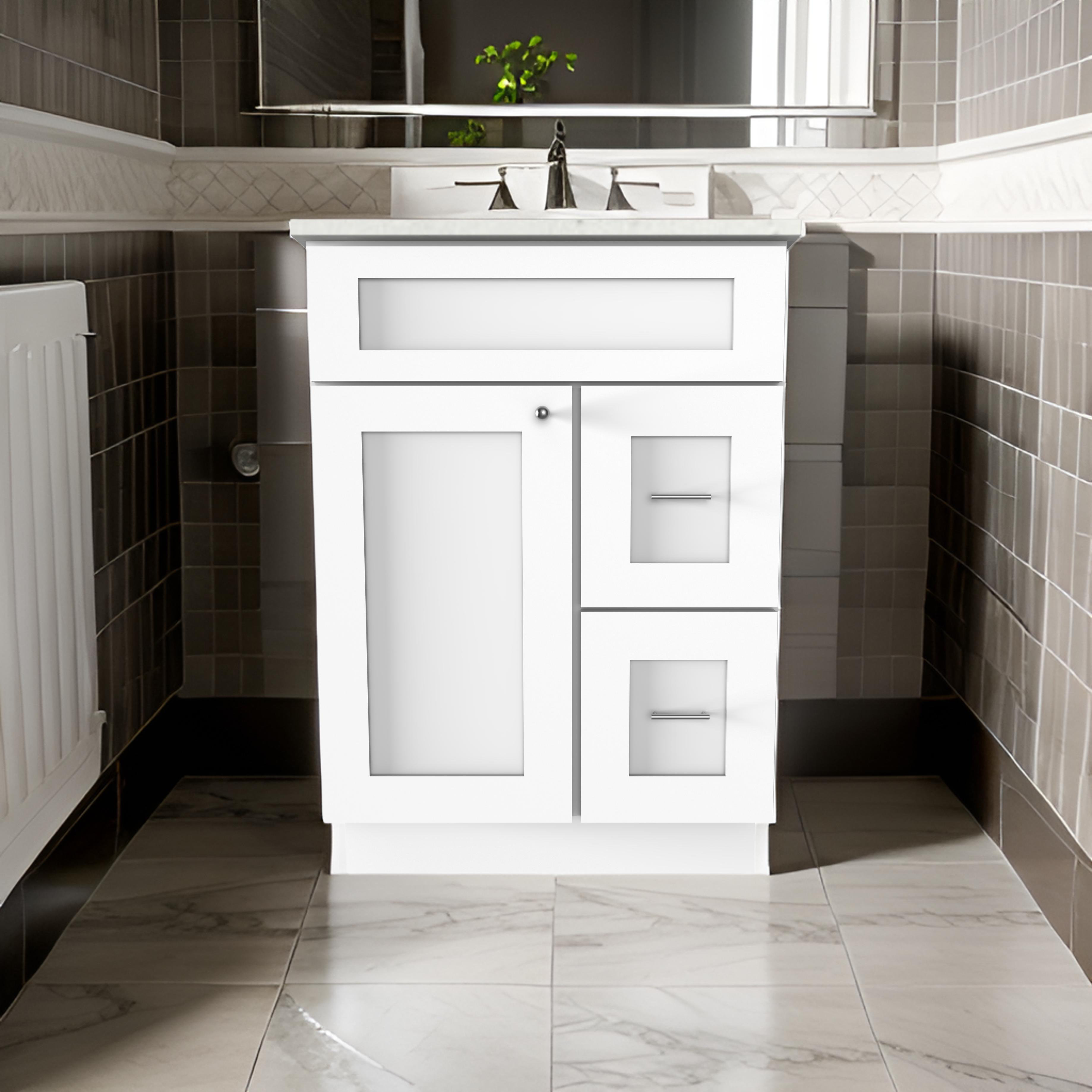 Disar 24'' Single Bathroom Vanity Solid Wood Plywood Drawer Right With ...