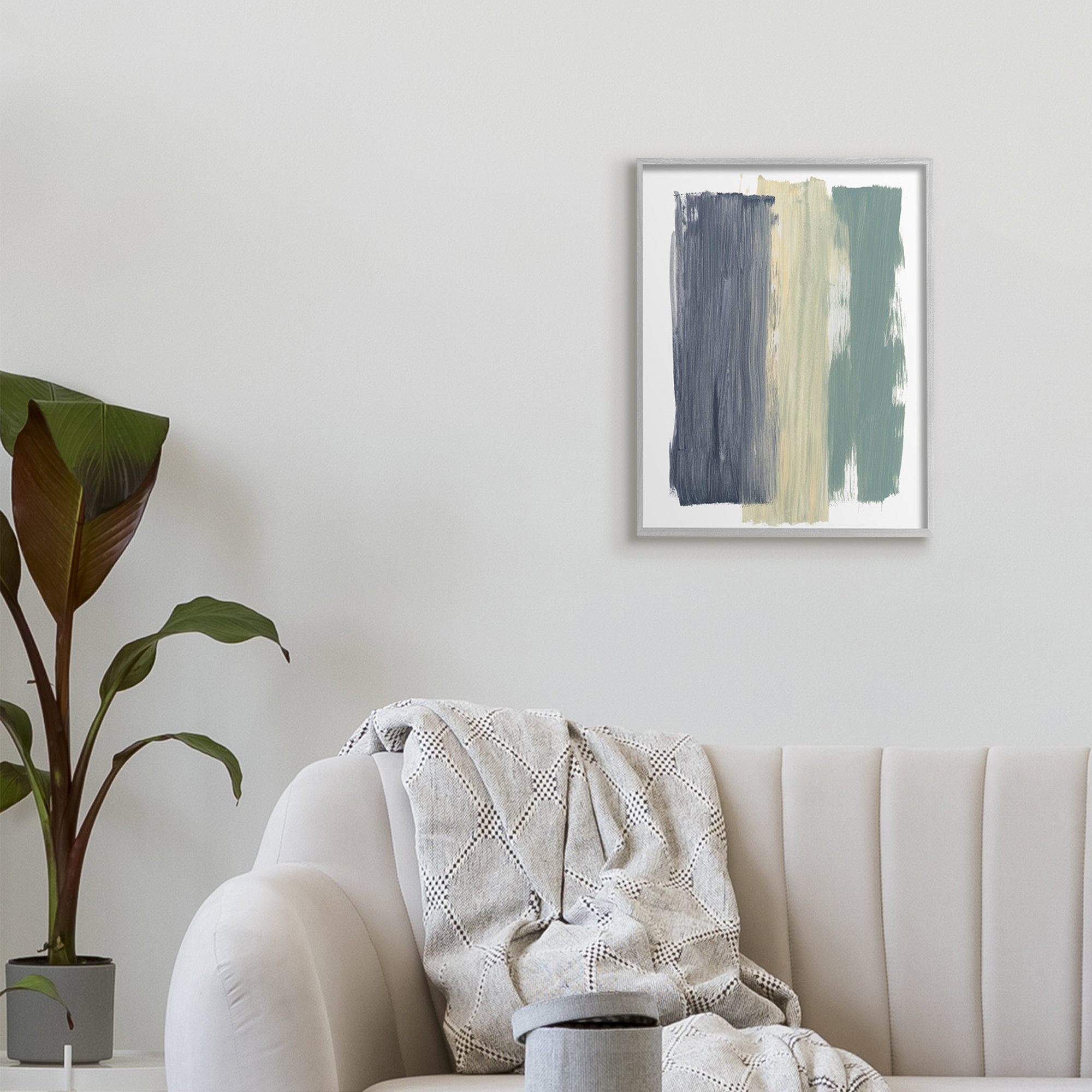 Ebern Designs Abstract Vertical Paint Strokes Blue Yellow Green by ...