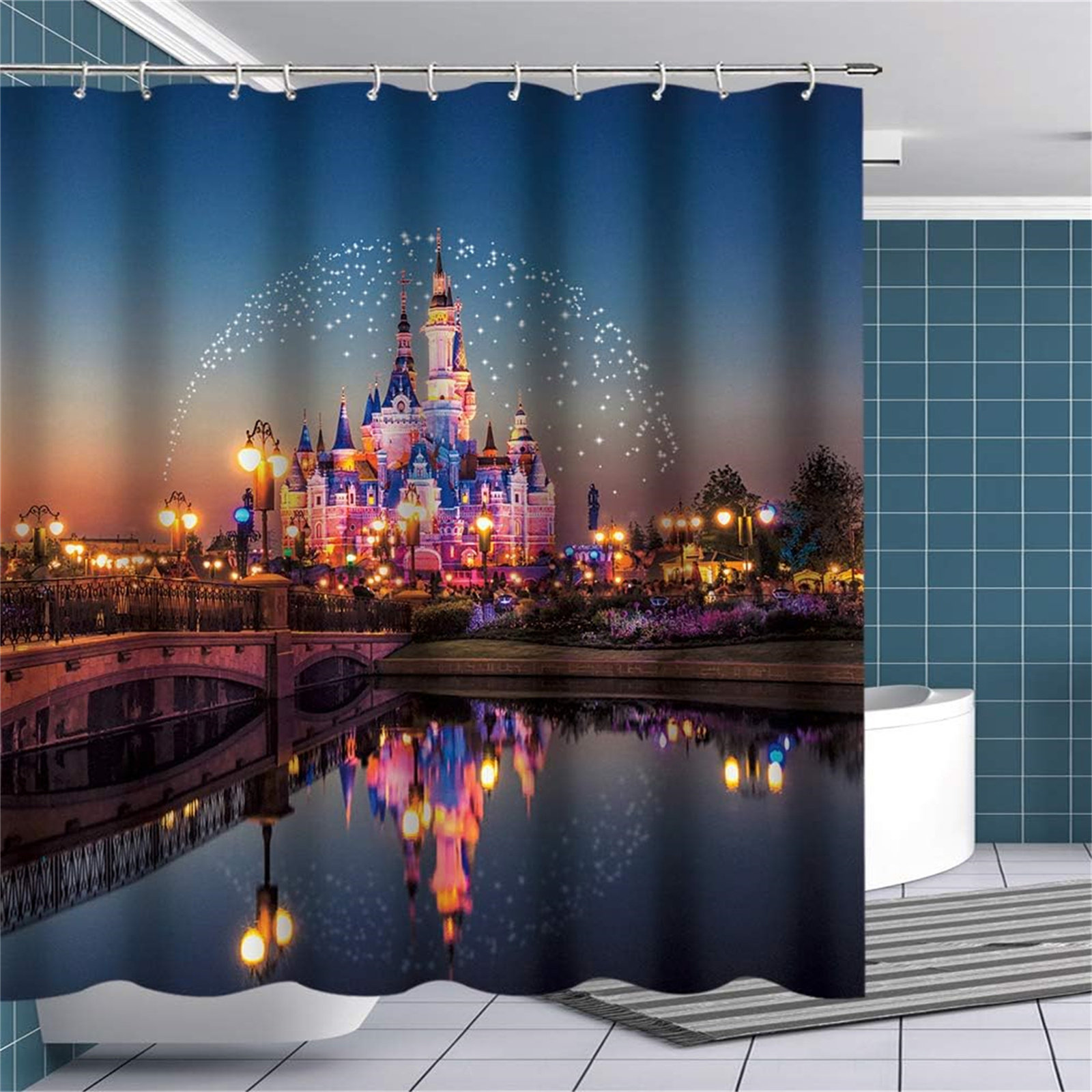 Corrigan Studio Magical Fairyland Castle Shower Curtain - Water-Repellent Fairy Tale, Polyester ...