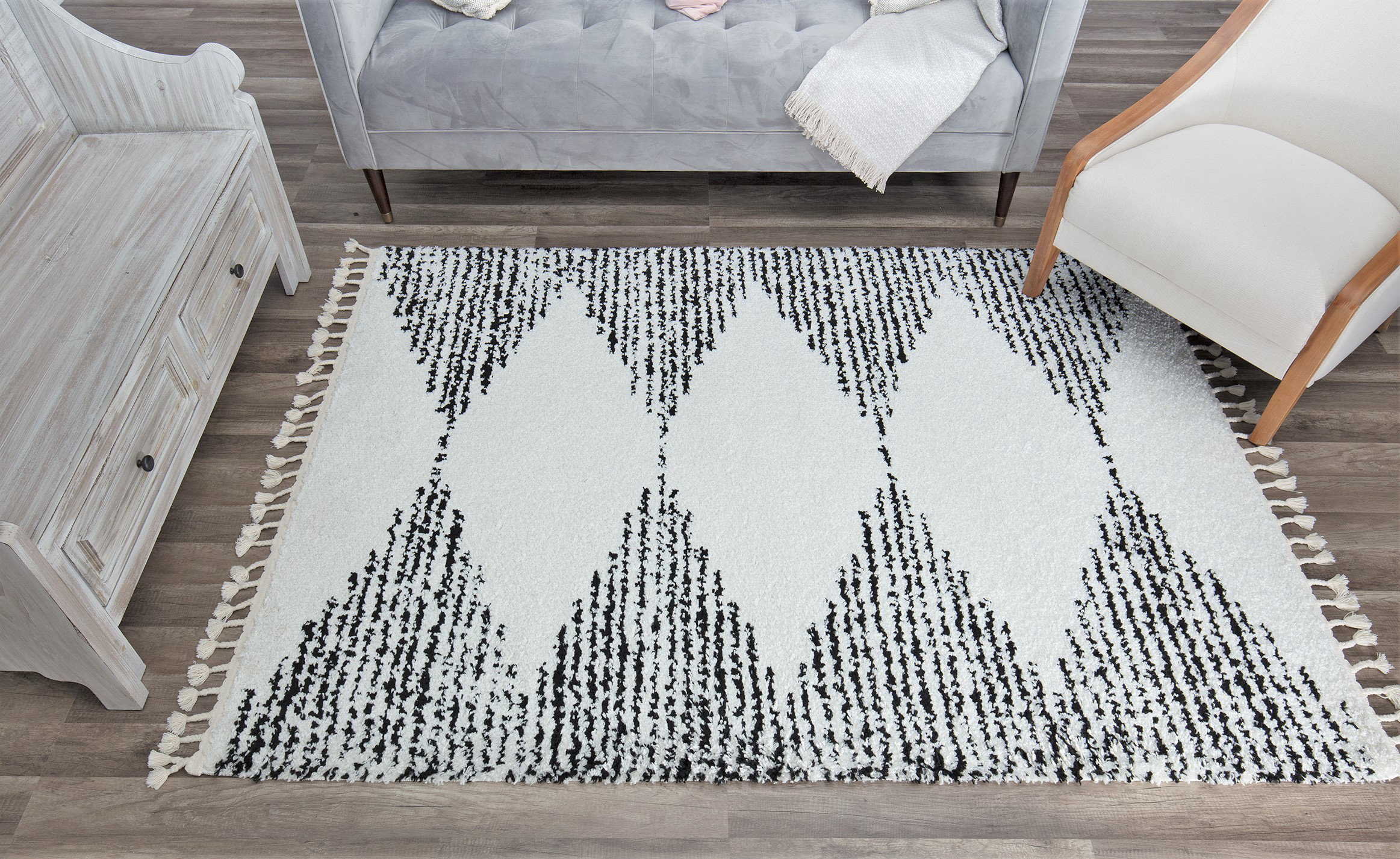 CosmoLiving by Cosmopolitan Geometric Machine Woven Area Rug & Reviews ...
