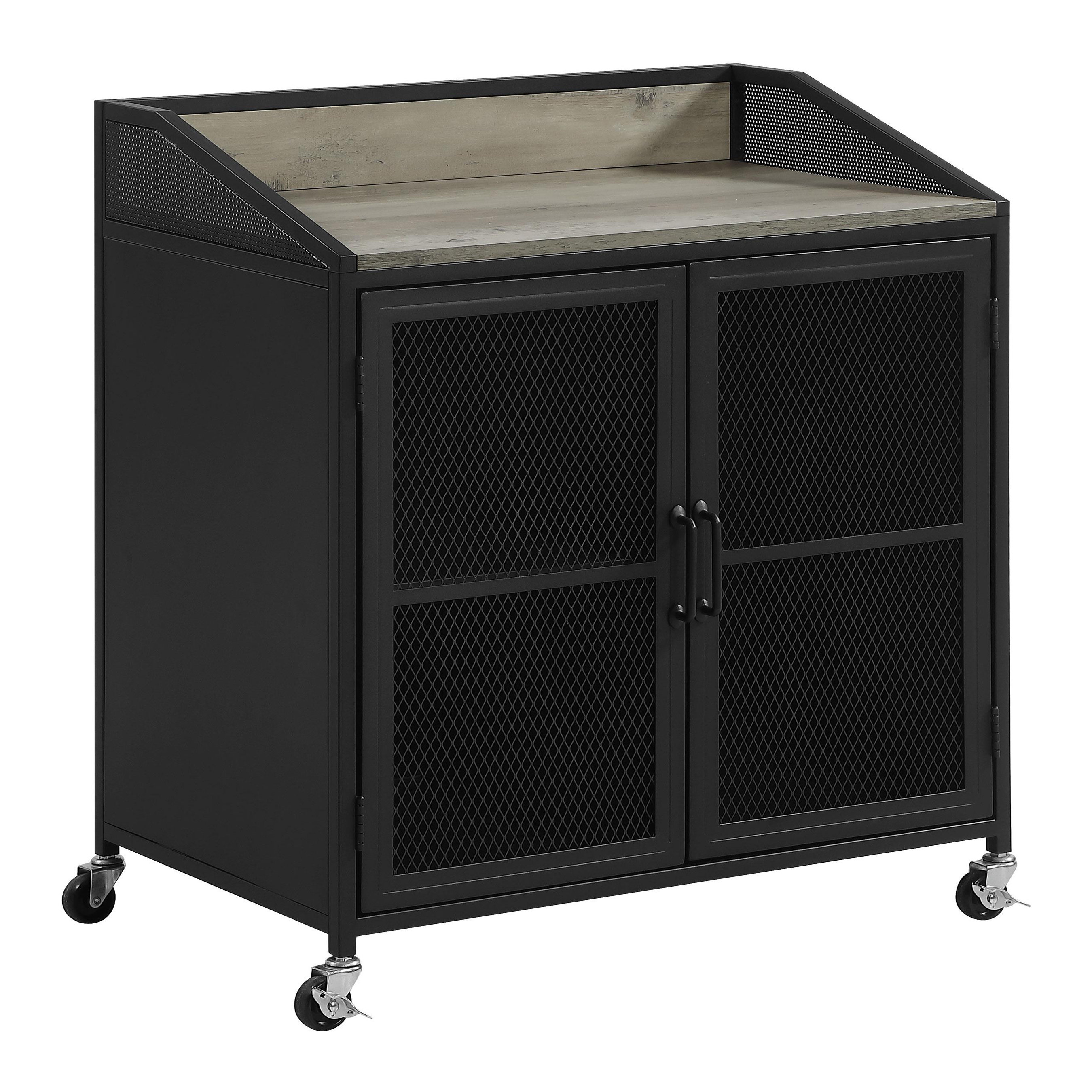 17 Stories 2-door Mobile Home Bar Wine Cabinet Sandy Black | Wayfair
