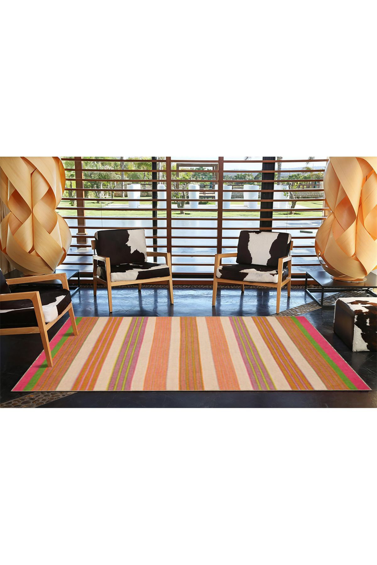 Hokku Designs Red Color Stripe Thick Striped Pattern Woven Base Rug ...