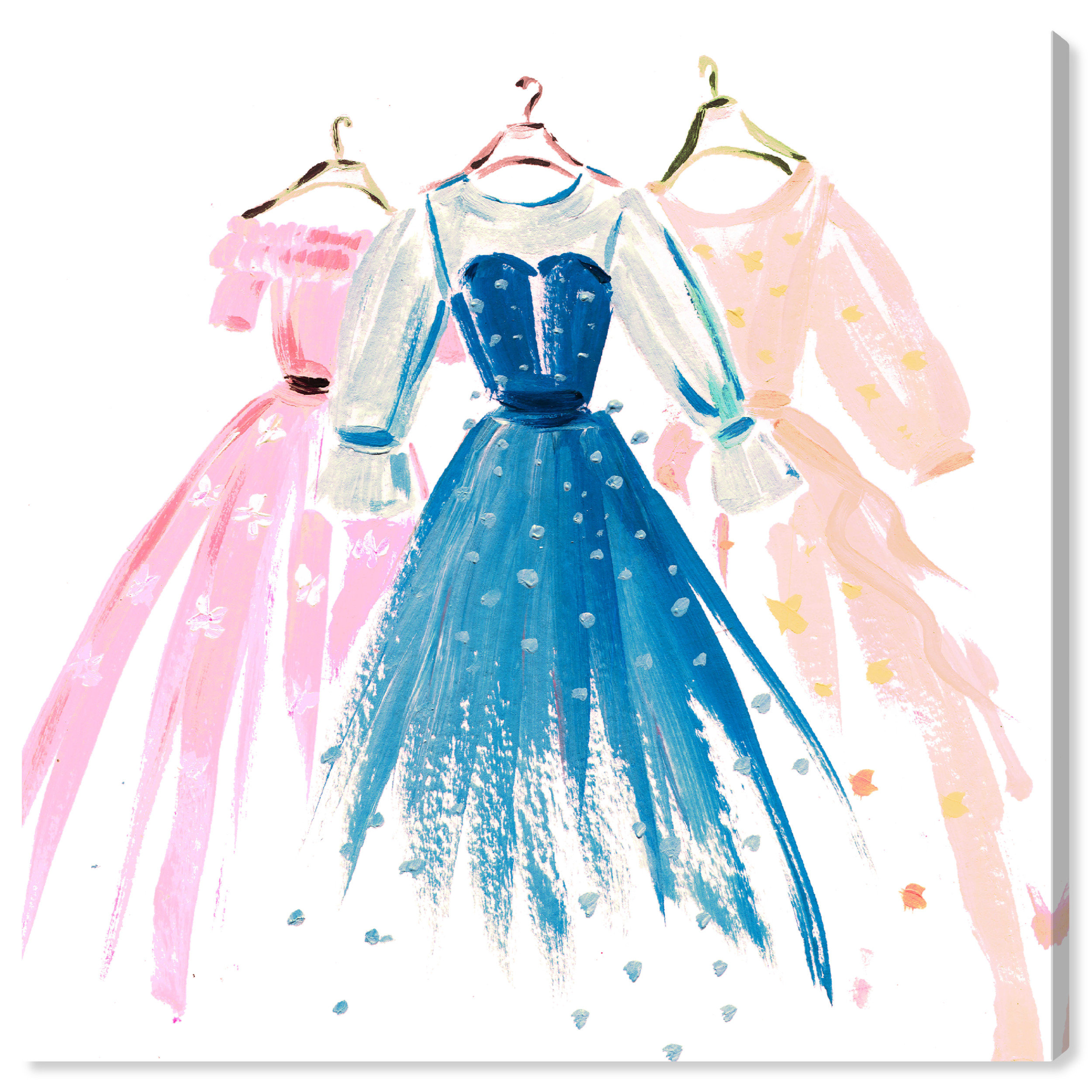 Winston Porter Fashion and Glam Three Dresses Glam Blue Canvas Wall Art ...