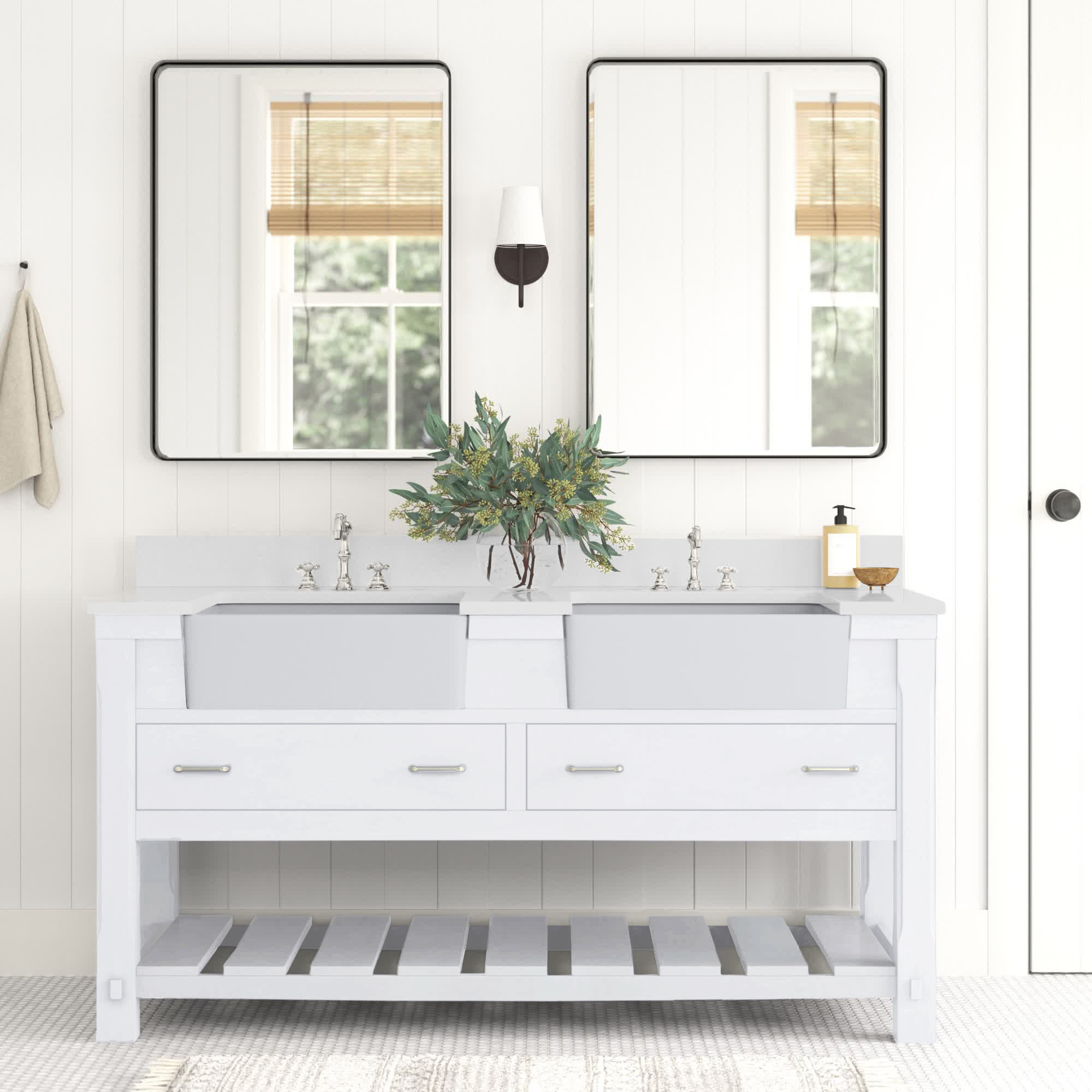 Laurel Foundry Modern Farmhouse Hitton 60" Double Bathroom Vanity Set ...