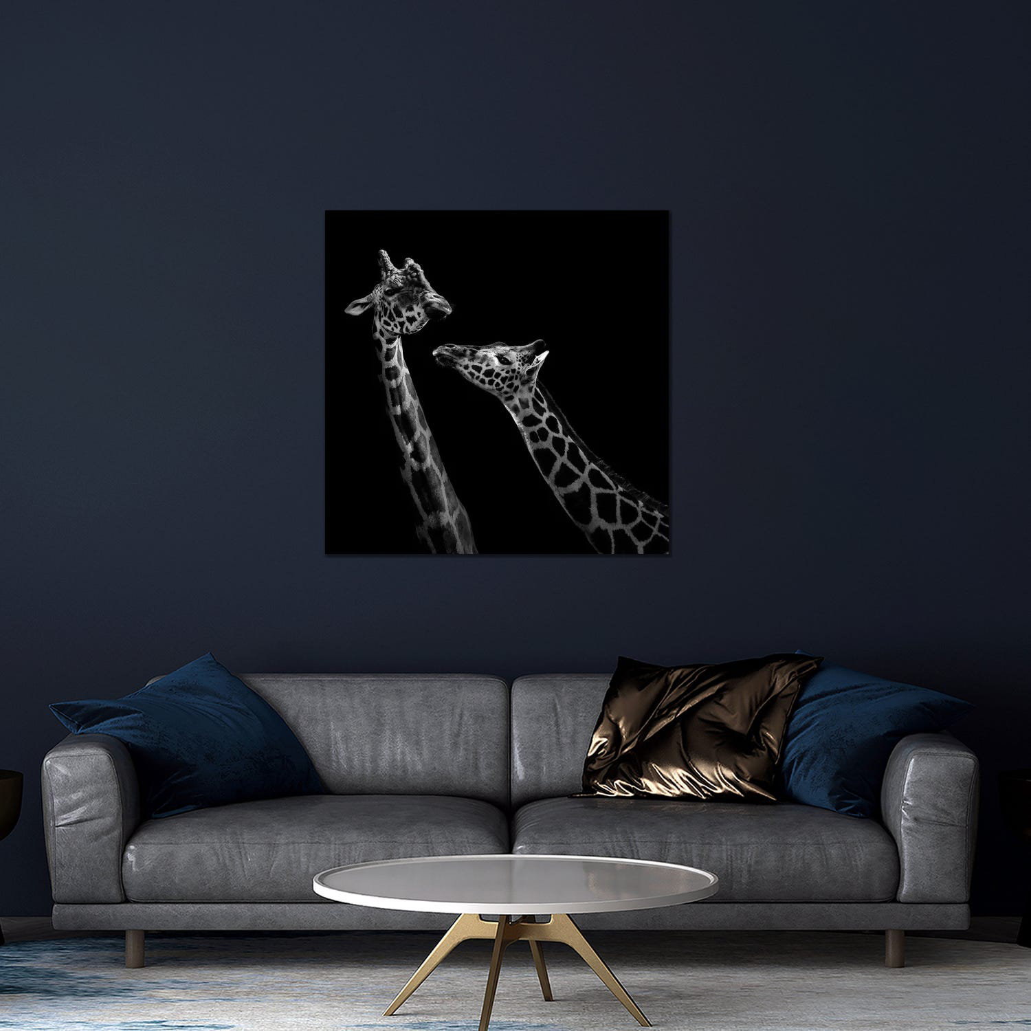 Hokku Designs Two Giraffes in Black & White by Lukas Holas - Unframed ...