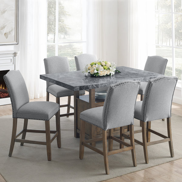 Wildon Home® Hallowell 7 - Piece Marble Top Dining Set | Wayfair
