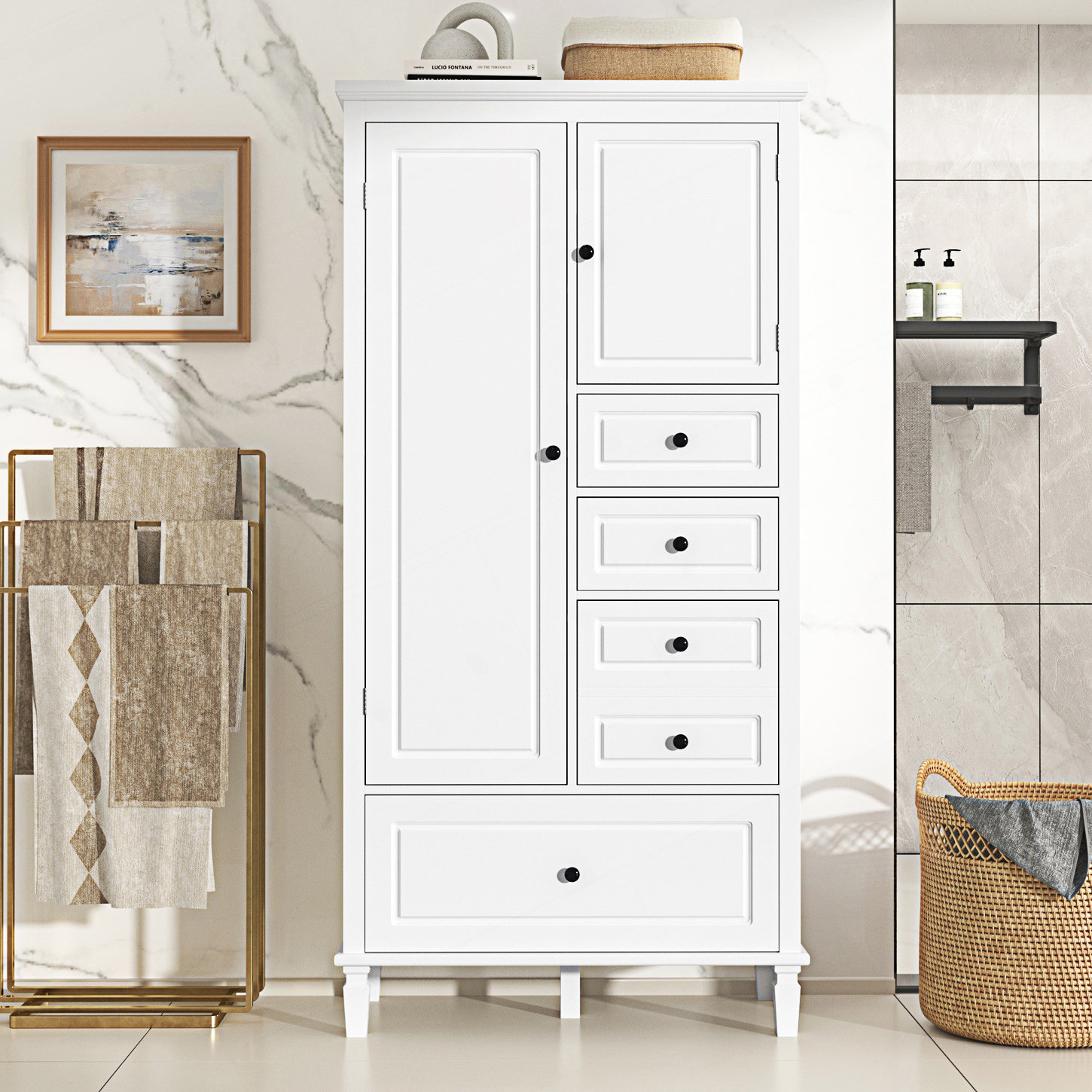 August Grove® Tall And Wide Storage Cabinet With Doors, Accent Cabinet ...