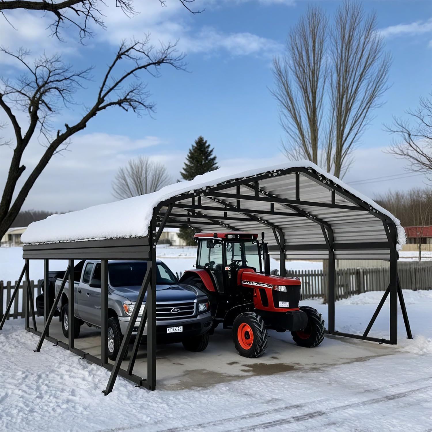 WUKHG Heavy Duty Metal Carport - Reinforced Galvanized Carport Canopy ...