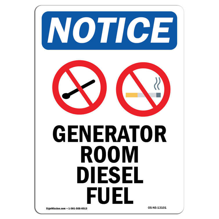 SignMission Generator Room Diesel Fuel Sign with Symbol | Wayfair