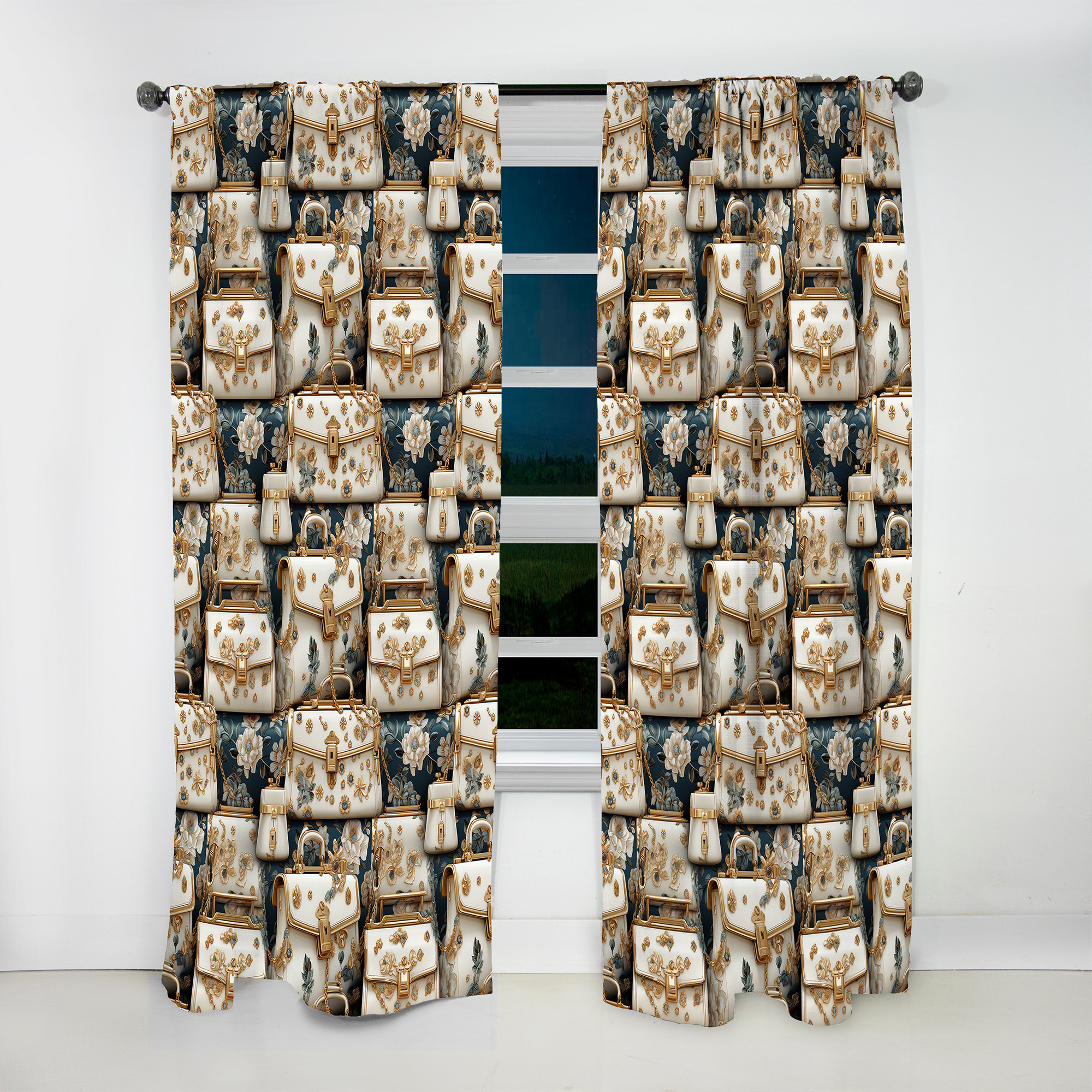 East Urban Home Destini Fashion Luxury Bag Pattern - Glam Curtain ...
