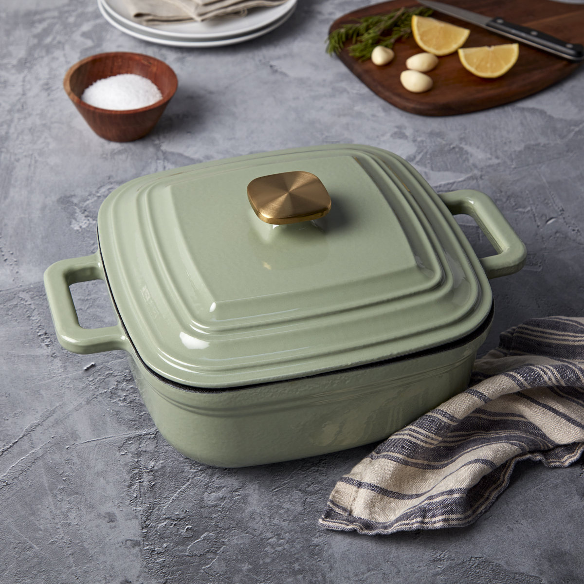 Smith and Clark Smith & Clark 4-Quart Enameled Cast Iron Square Dutch ...