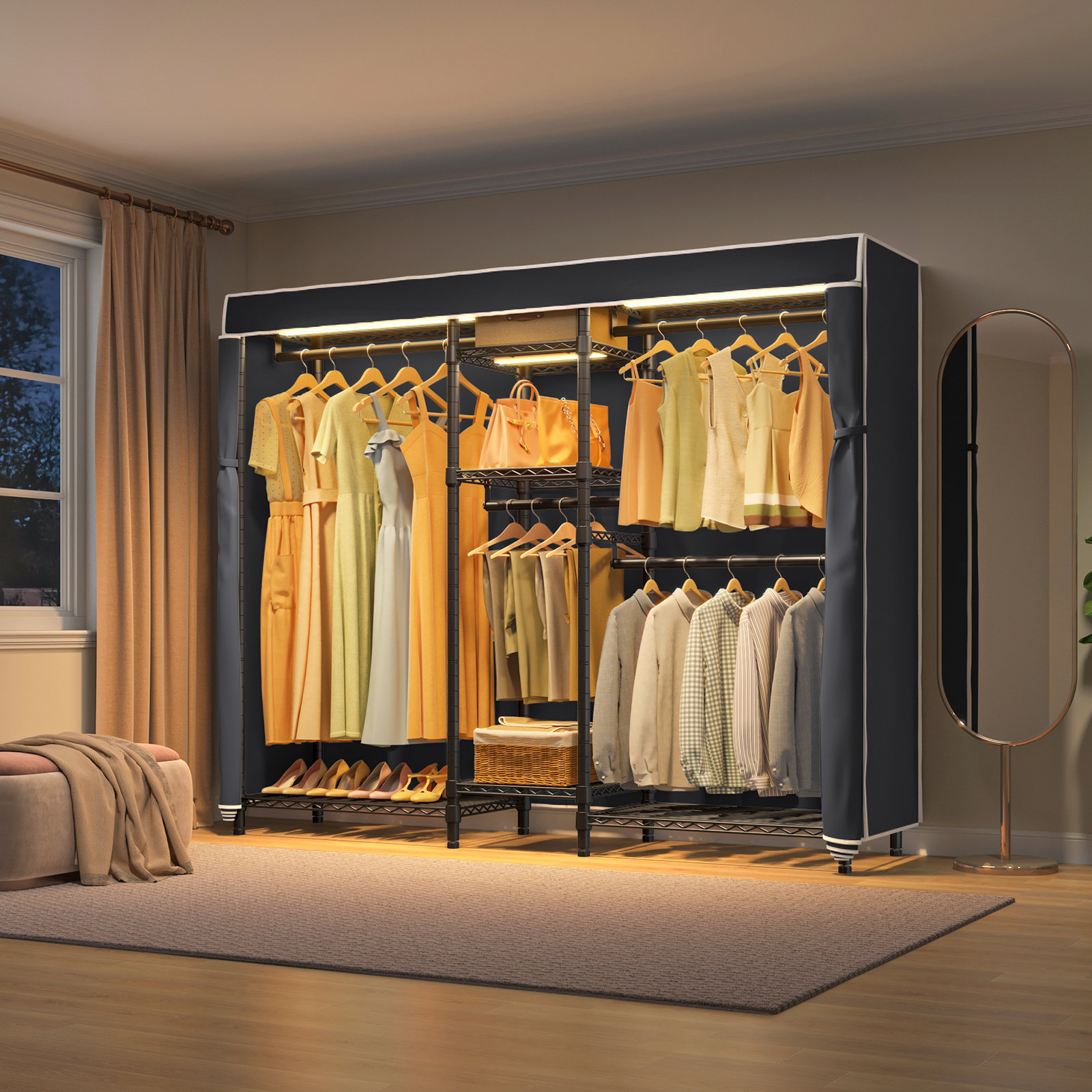 VIPEK V6L Covered Clothes Rack with Dimmable LED Lights, Closet Rack ...