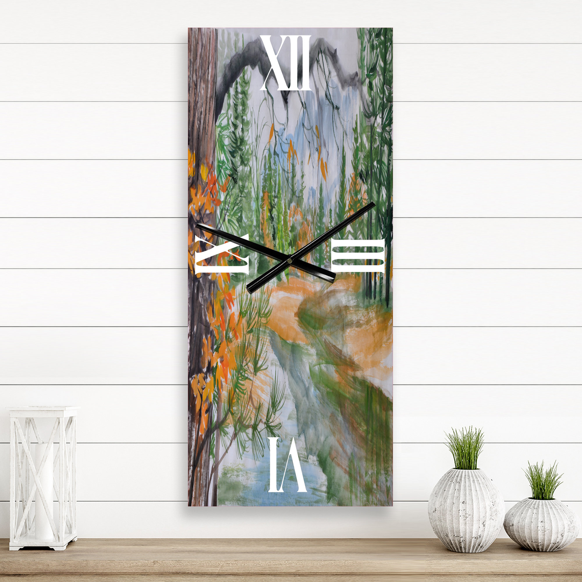 East Urban Home River with Trees in Autumn Forest - Lake House Wall ...