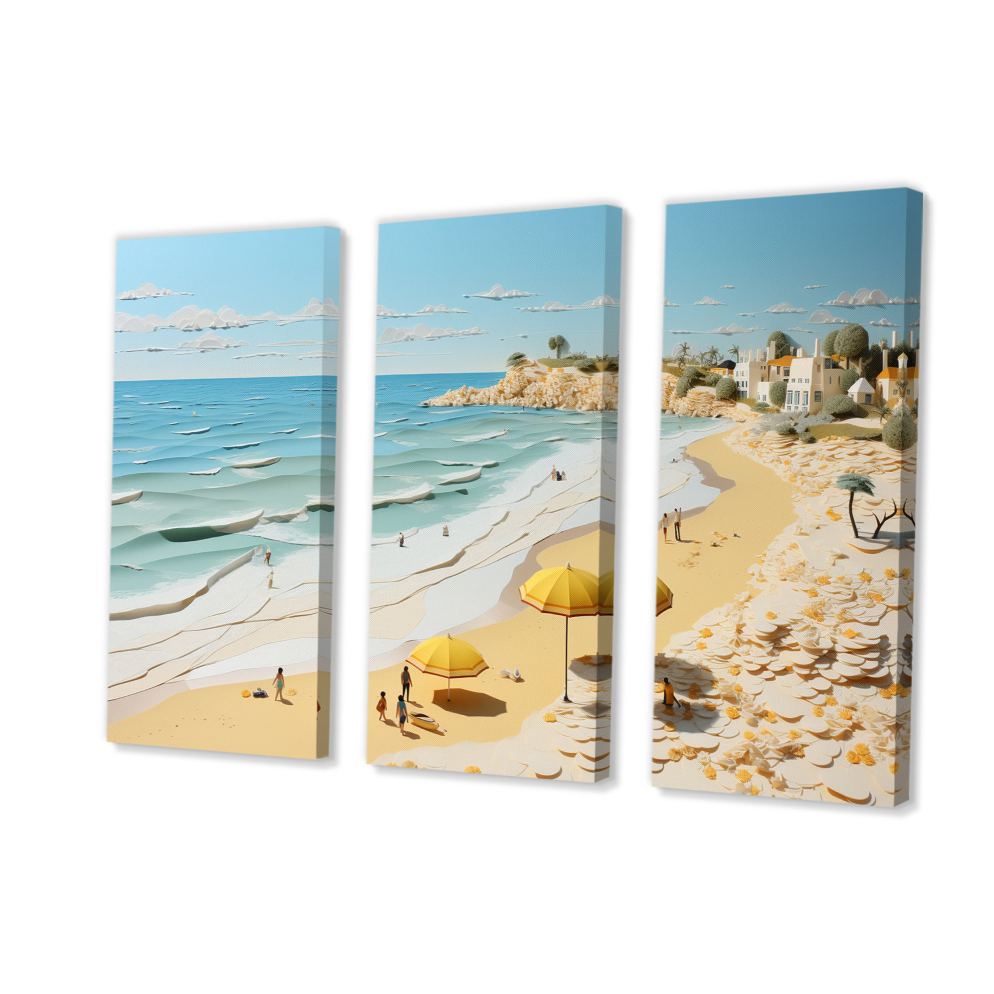 Highland Dunes Coastal Beachside Wanderer Papercut 3 Pieces | Wayfair
