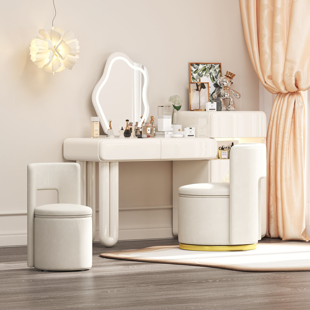 Everly Quinn 360° Round Swivel Chair with Storage under Seat - Wayfair ...