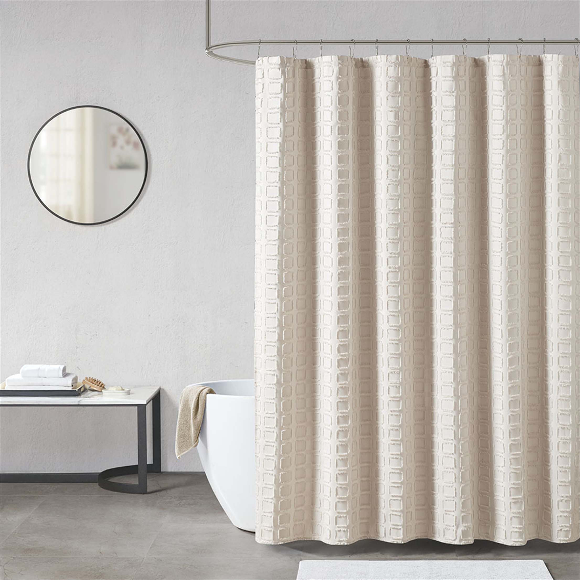 Latitude Run® Polyester Woven Clipped Solid Shower Curtain | Wayfair