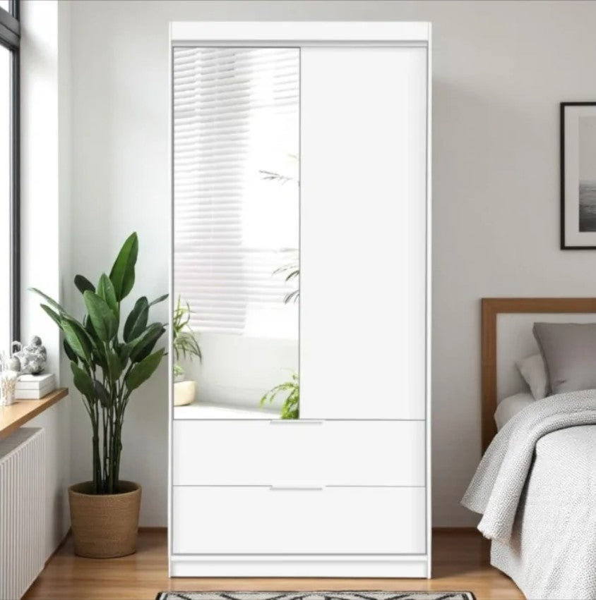 Latitude Run Bionda W105 cm Oak Sonoma Wardrobe - Warm Woodgrain and ...