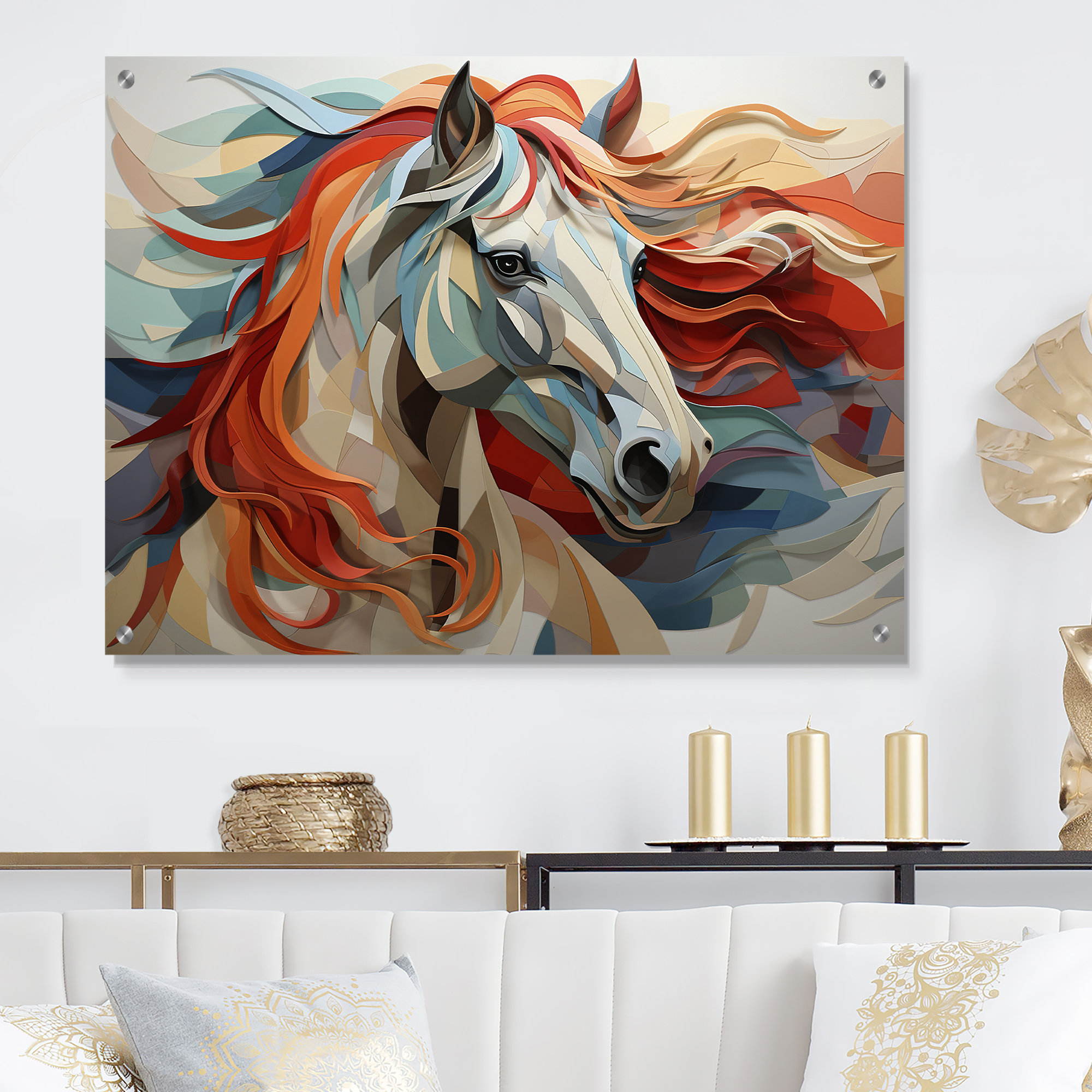 Design Art Colorful Horse Spirit Of Equus - Horse Acrylic Wall Art ...
