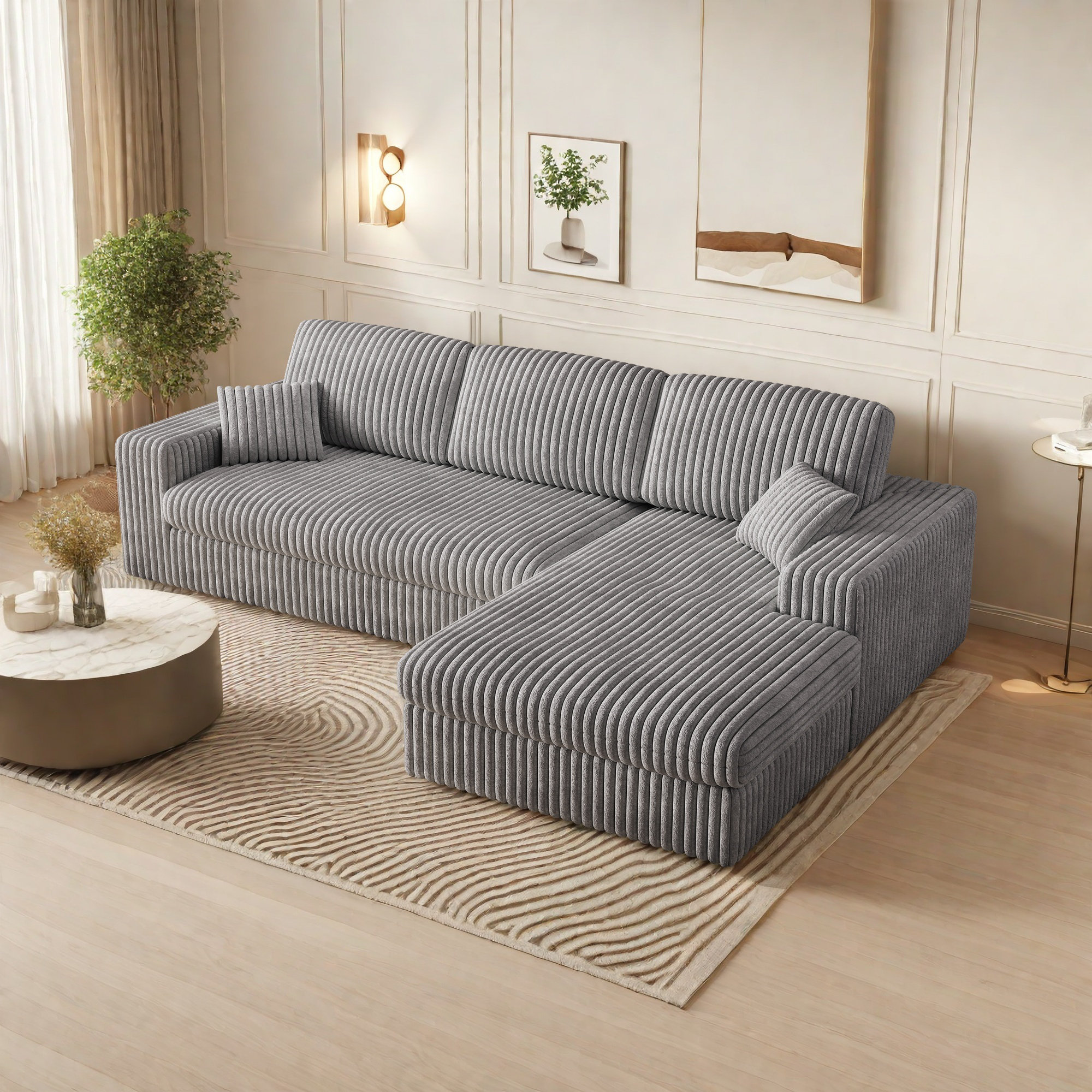 Latitude Run® 114.5'Modern Corduroy Modular Foam Sofa, Recliner Seat ...