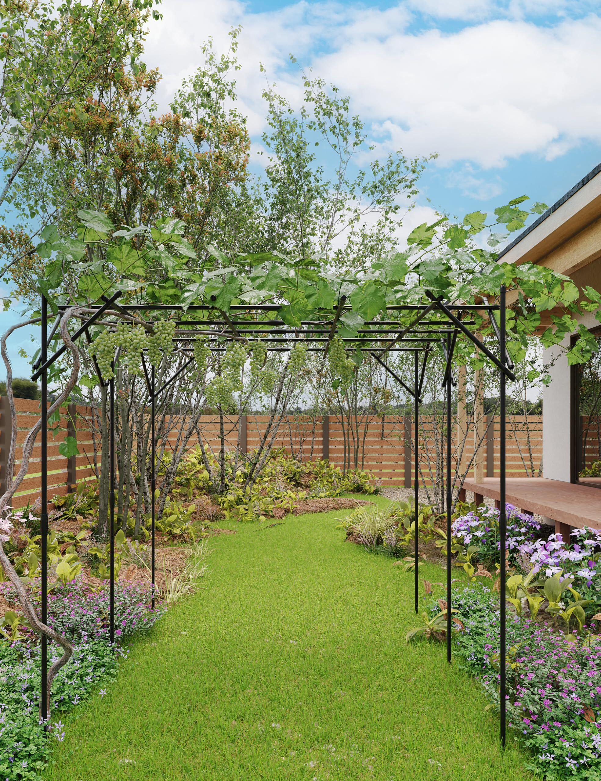 Arlmont & Co. 79.5"x79.5" Square Metal Garden Trellis - Matte Black ...