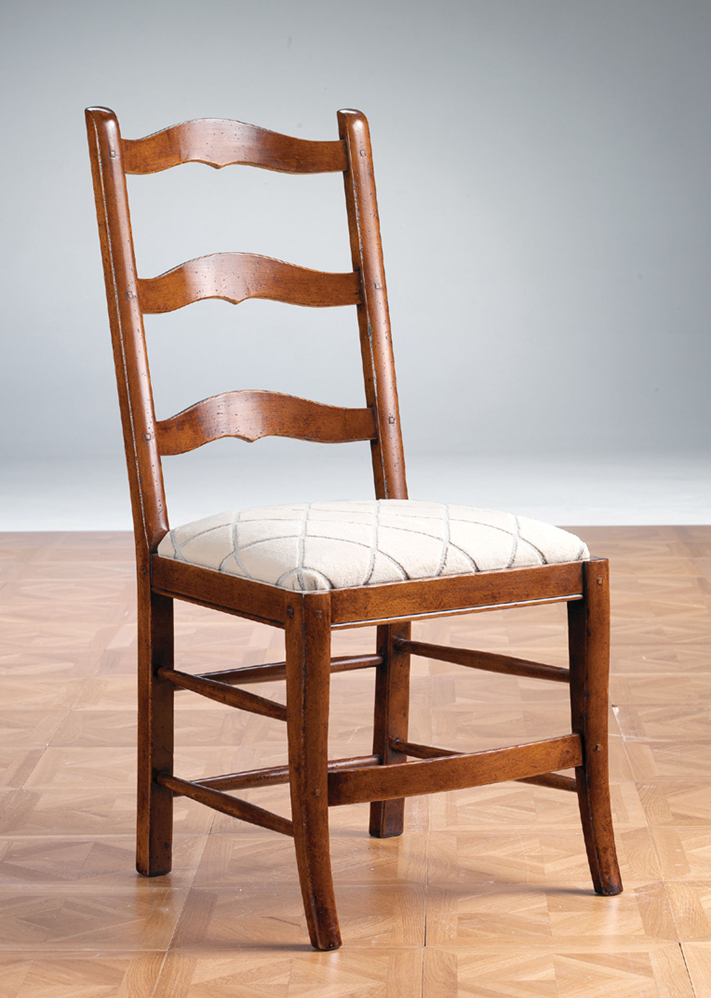 David Michael Upholstered Solid Wood Ladder Back Side Chair in Brown ...
