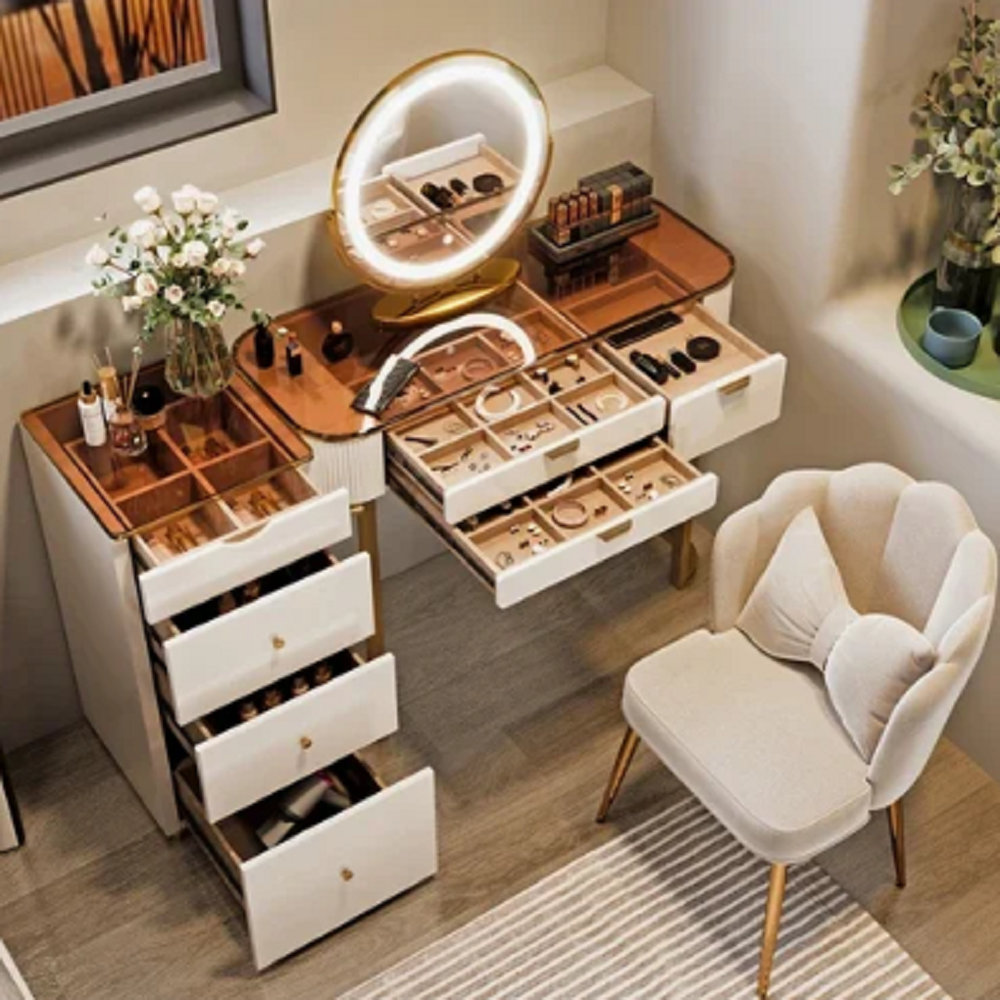 Glamour Furnishings Drawers Wedding Dressing Table Organizers Men Make ...