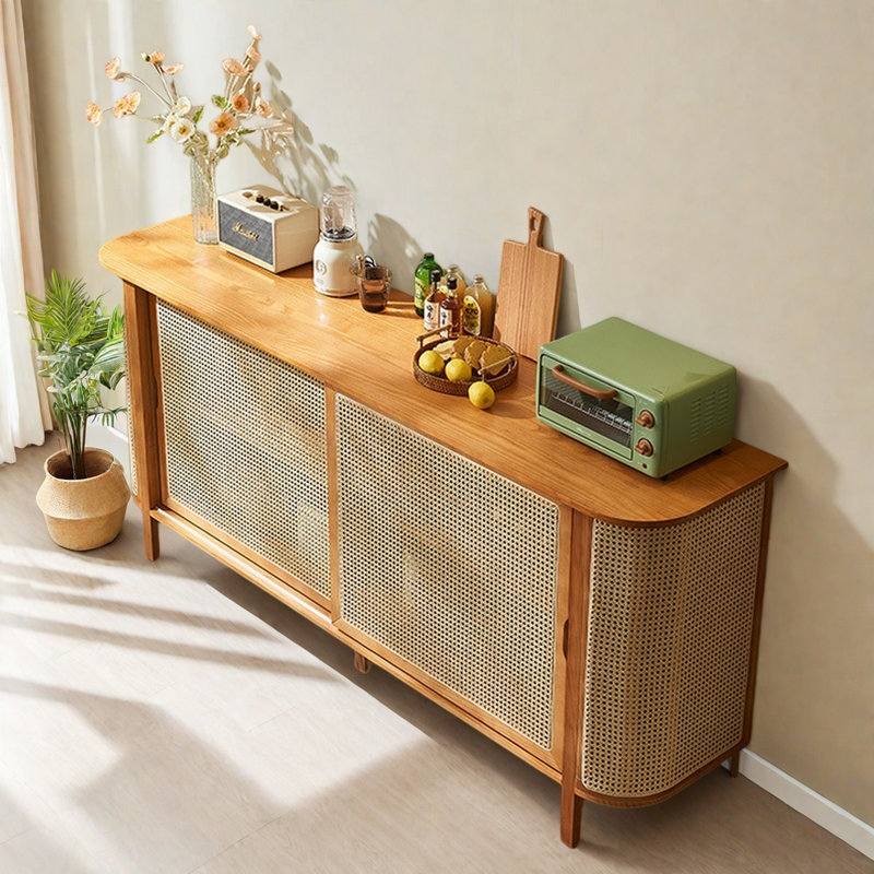 NICECABINET Modern Simple Rattan Solid Wood Sideboards | Wayfair