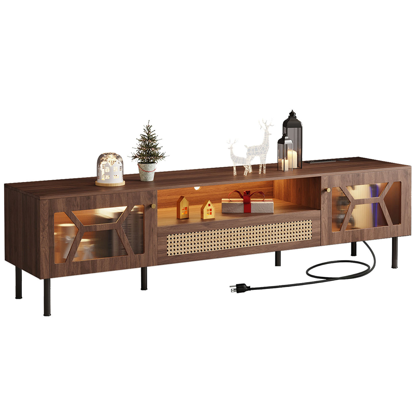Wrought Studio™ TV Stand With Power Outlet, LED Console, Mid-Century ...