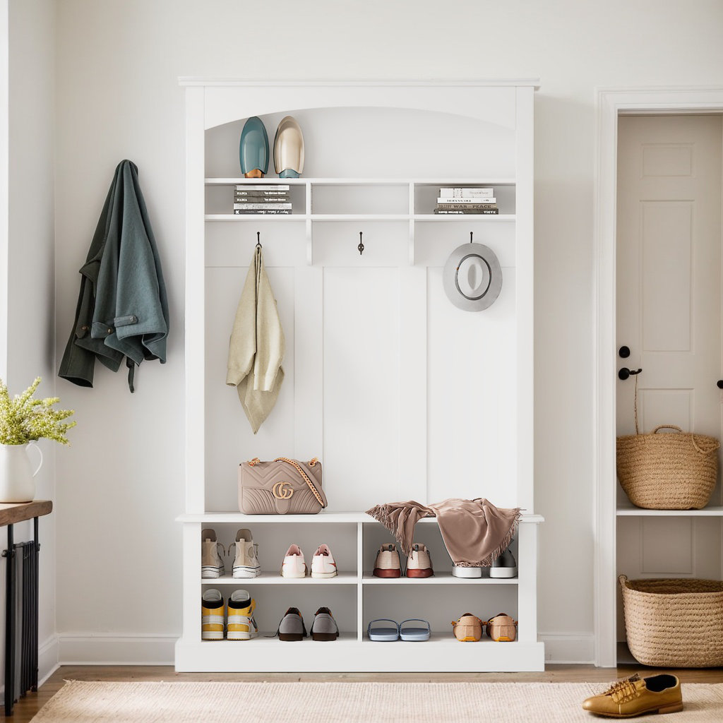 Lark Manor 47.2'' Wide Farmhouse Entryway Bench Hall Tree With Bench ...